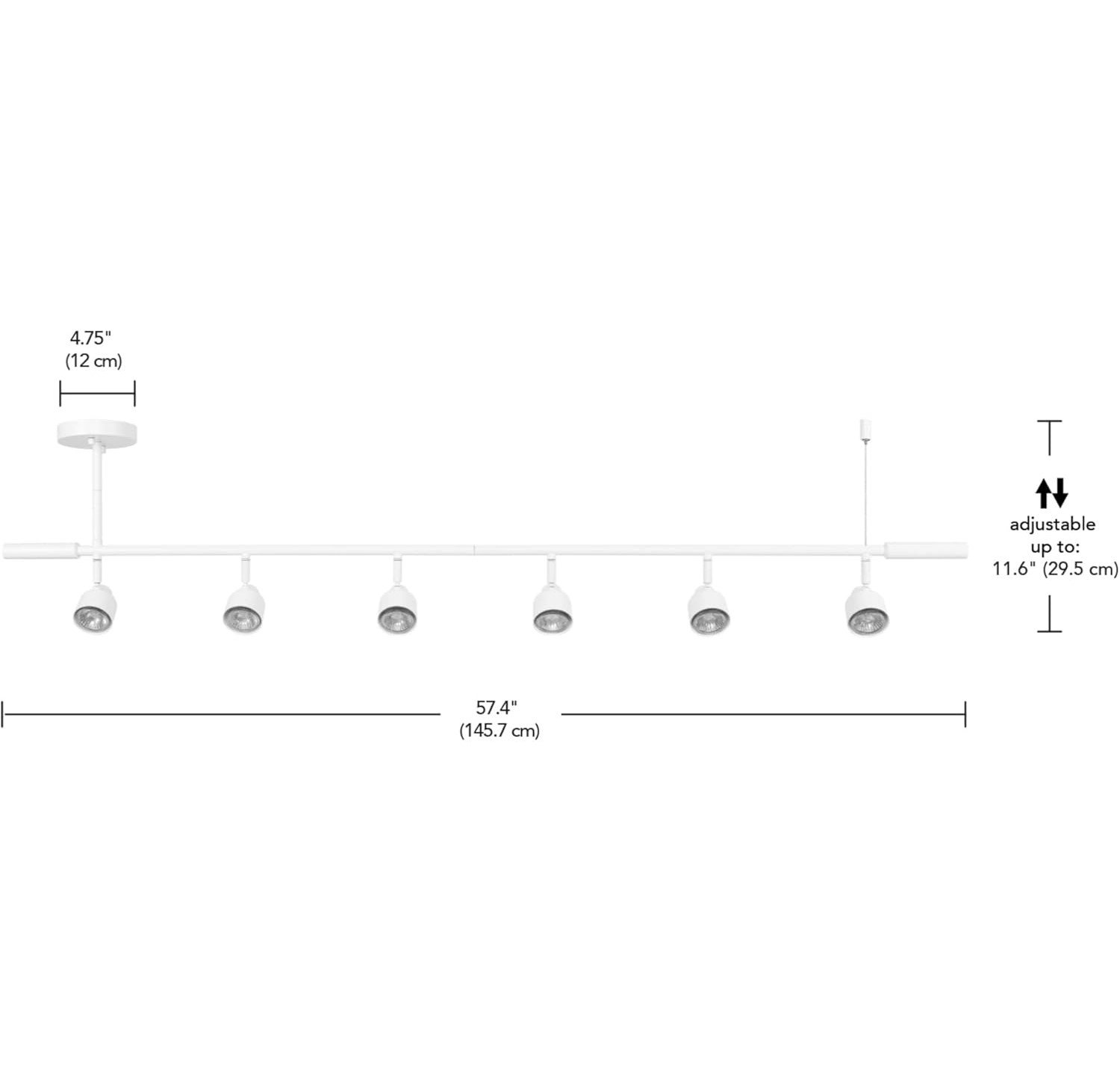 BONLOD 6-Light Complete Track Lighting Kit With Pivoting Track Heads Matte White Adjustable ...