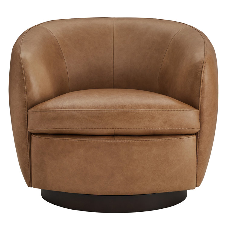 Joss & Main Marcy Leather Swivel Barrel Chair & Reviews | Wayfair
