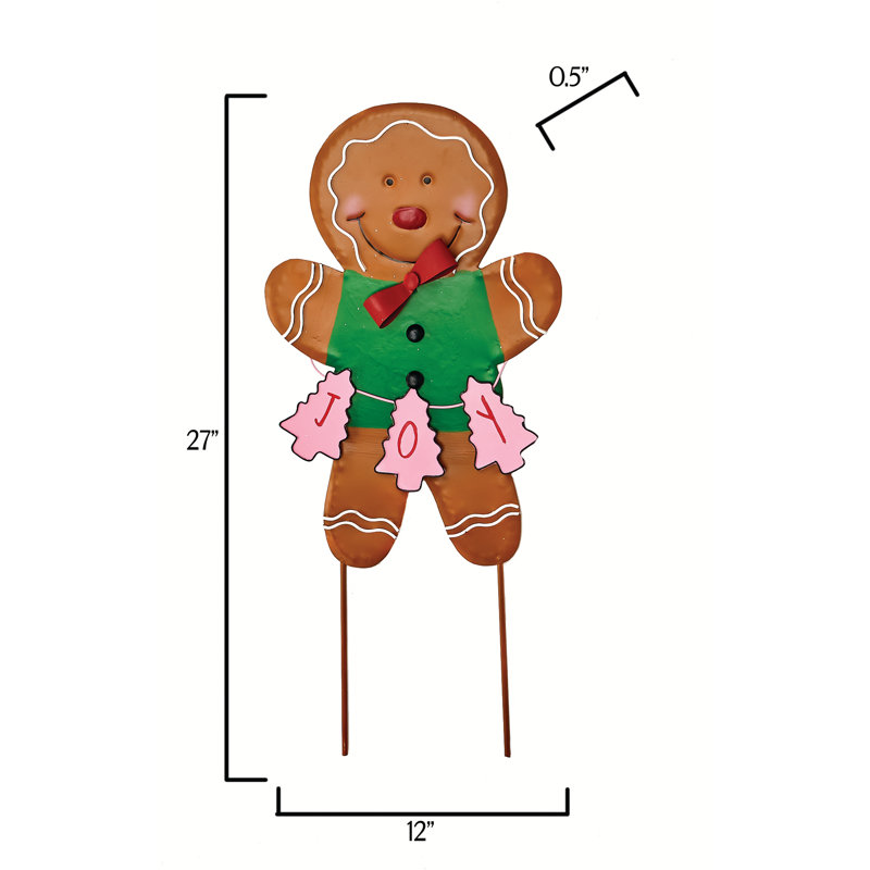 The Holiday Aisle® Metal Gingerbread Man Garden Stake & Reviews | Wayfair