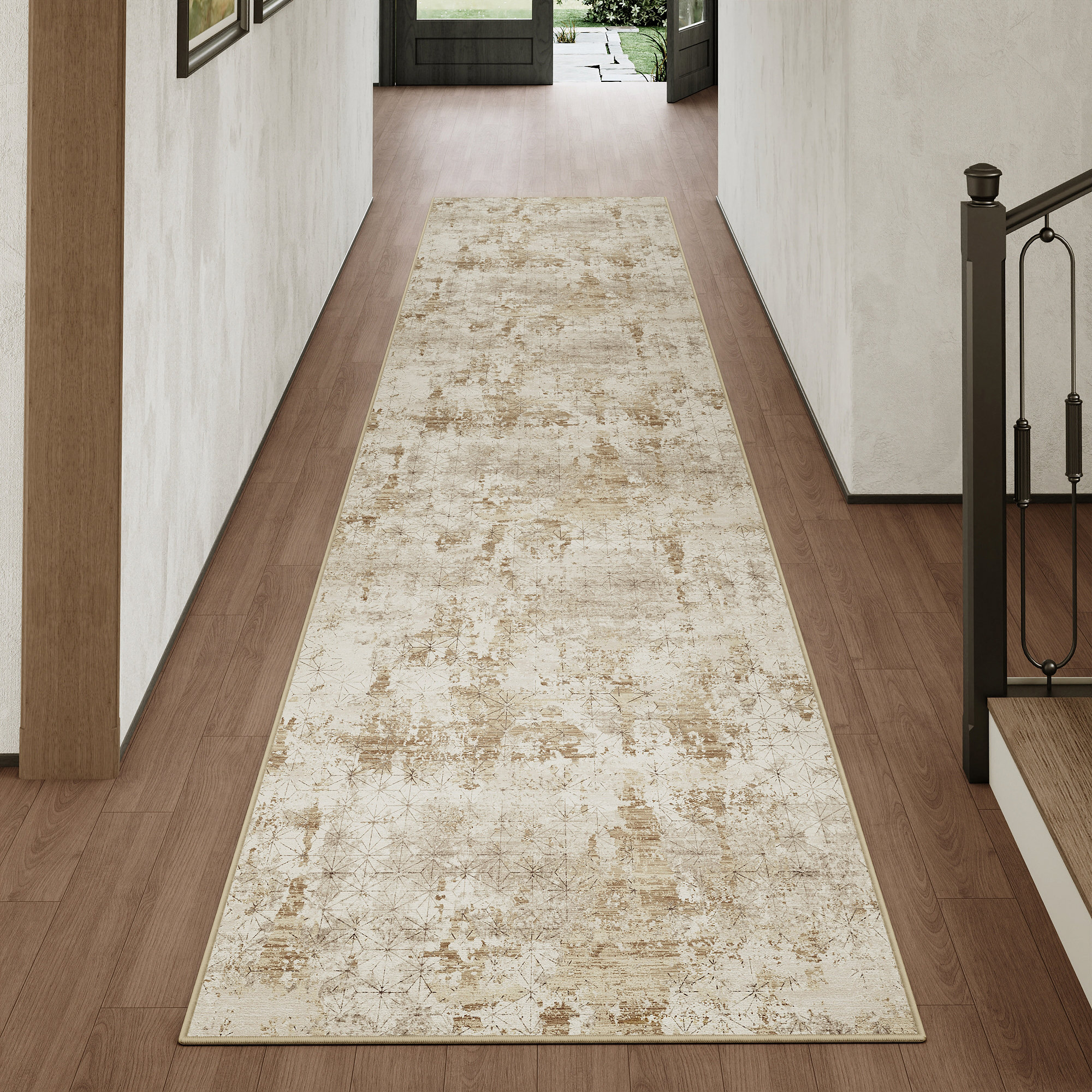 17 Stories Sarah Modern Abstract Machine Washable Area Rug with Non ...