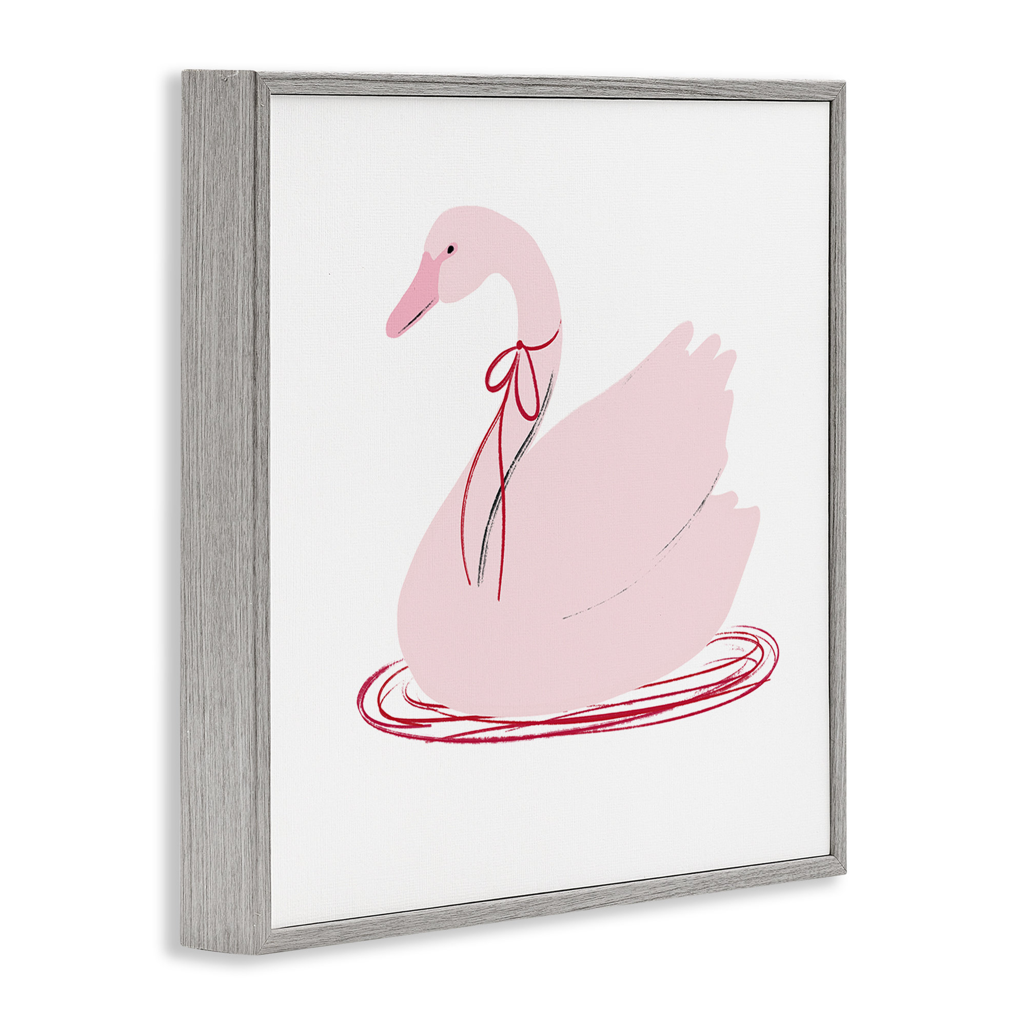 Ebern Designs Pink Swan with Bow Framed Giclee, design by Lucille Price ...