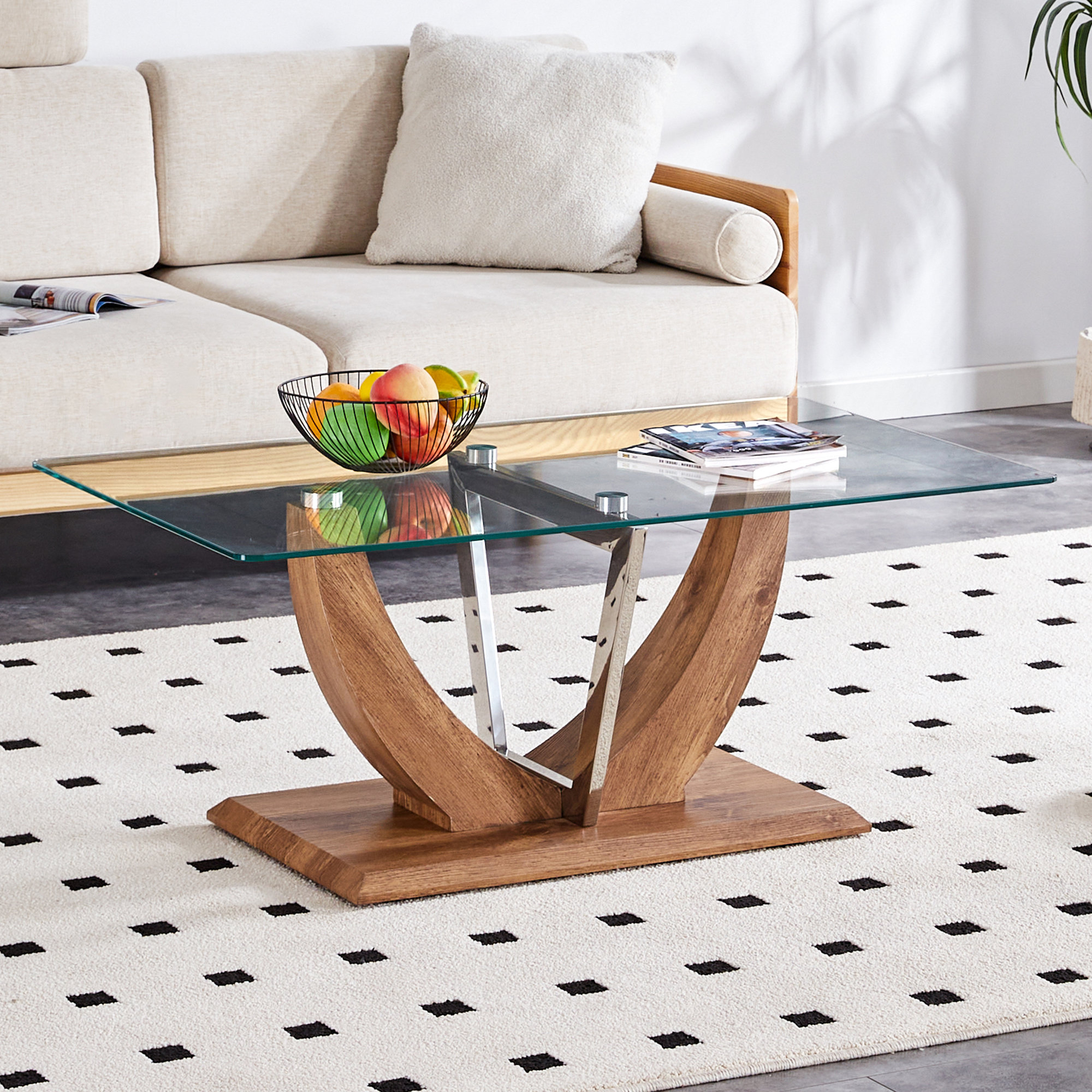 BURDOCK Modern Minimalist Transparent Tempered Glass Coffee Table With ...