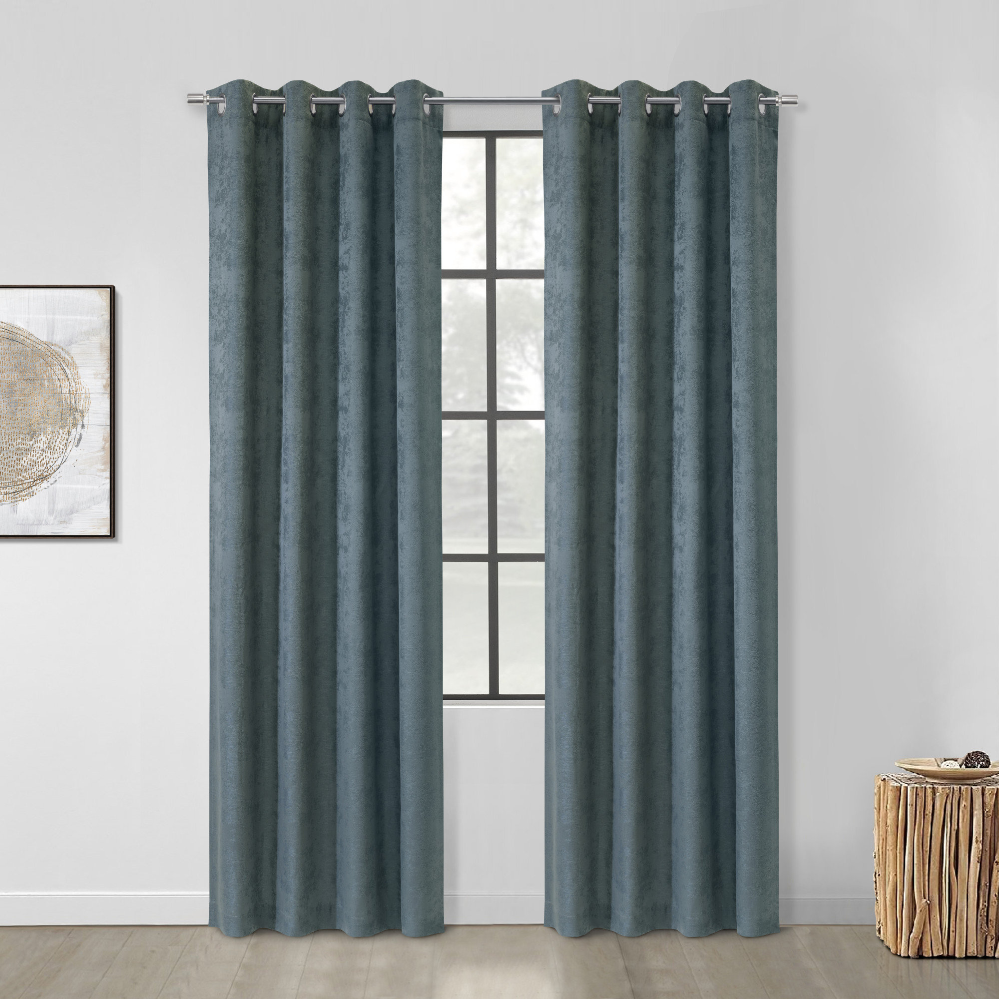 Latitude Run® Patson Light Filtering Grommet Curtain Panel in Steel ...