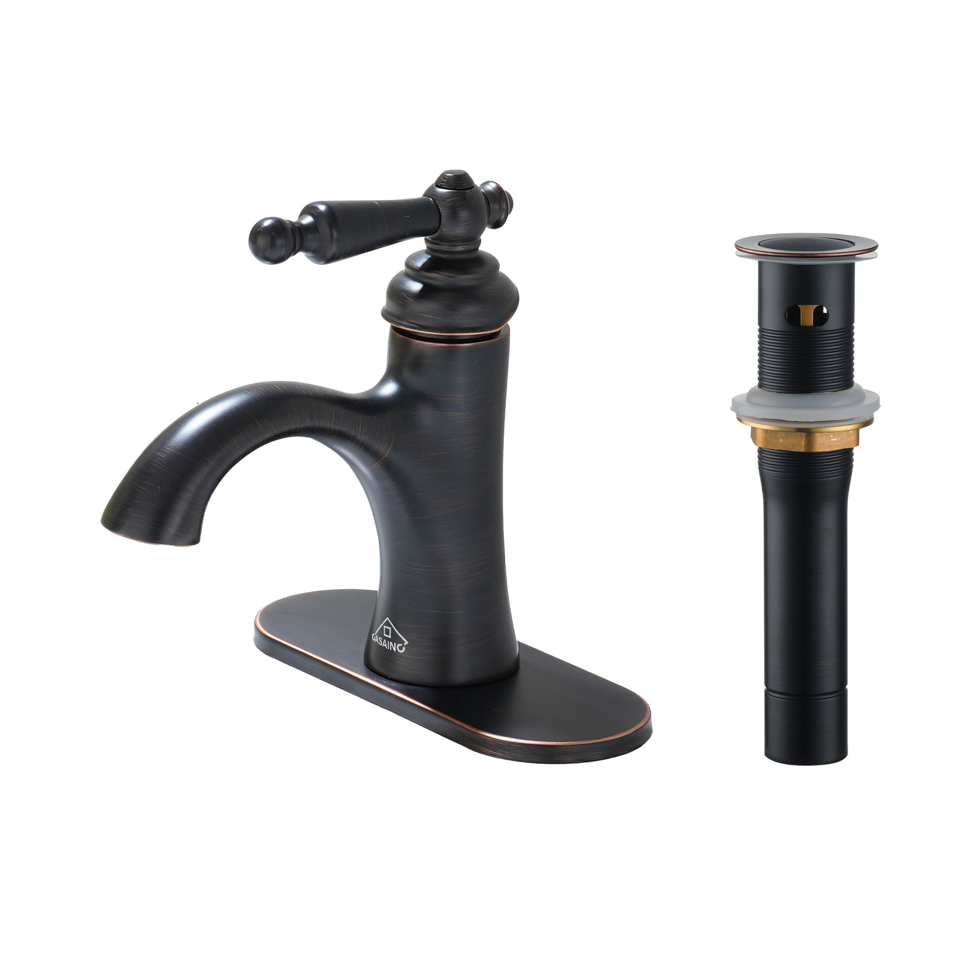 CASAINC Cube Single-Hole Single-handle Bathroom Faucet with Drain ...