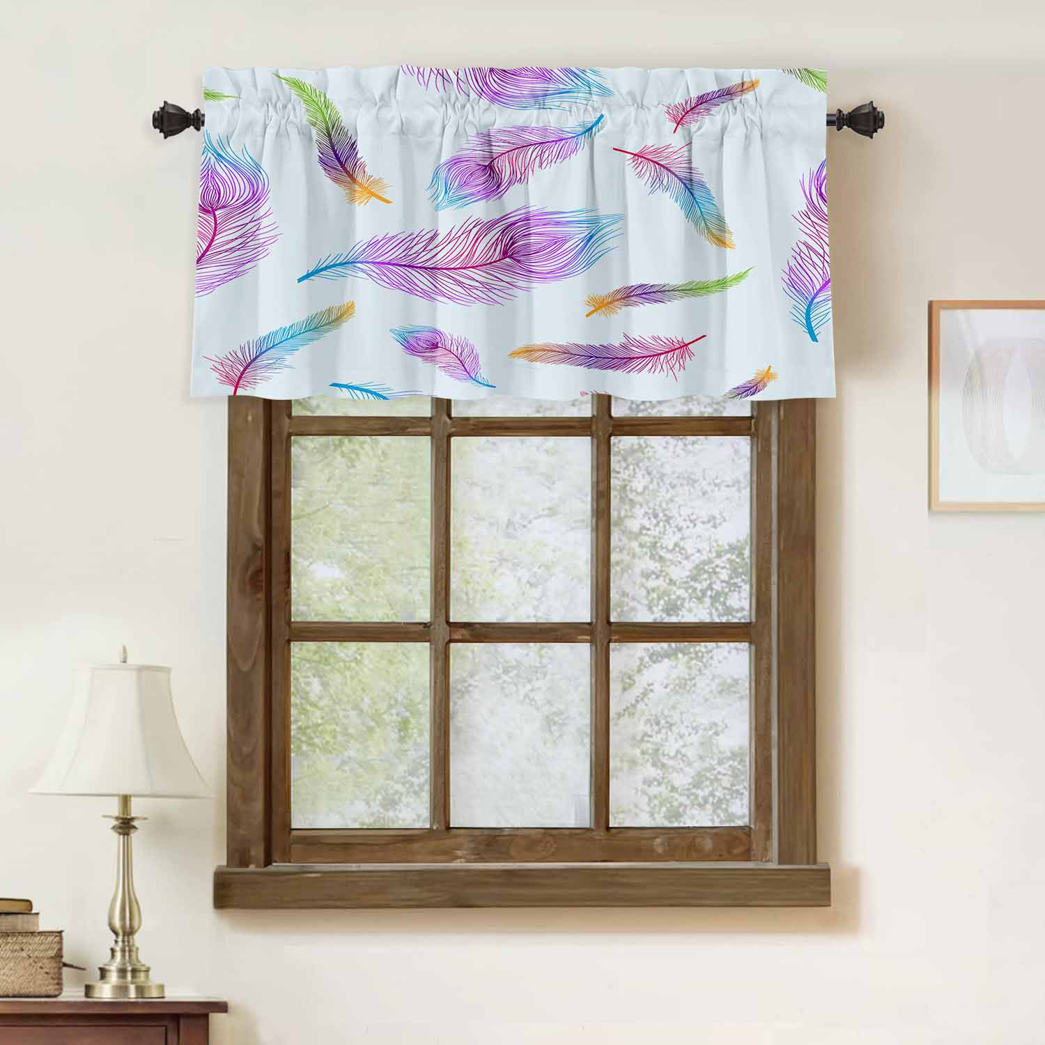 Ophelia & Co. Blue 52"W Seamless with Bright Feathers Feather Peacock ...