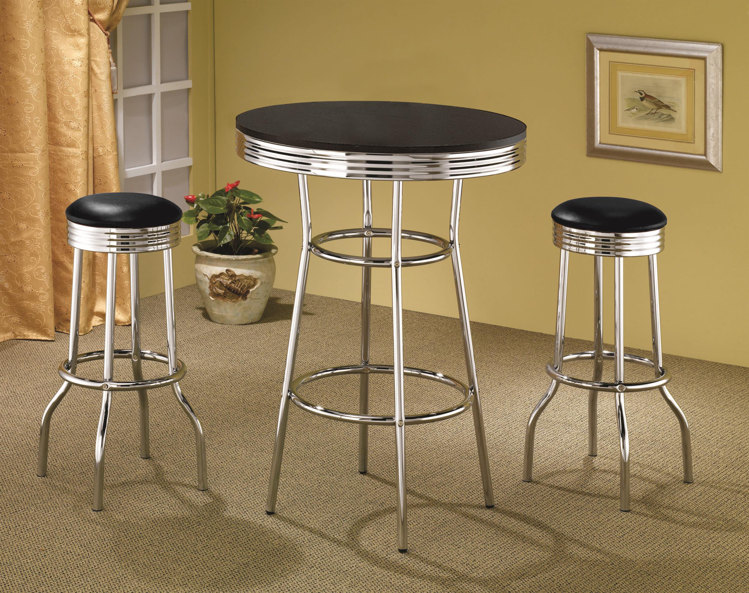 Wade Logan® Retro 3-Piece Round 1950S Bistro Pub Bar Table Set ...