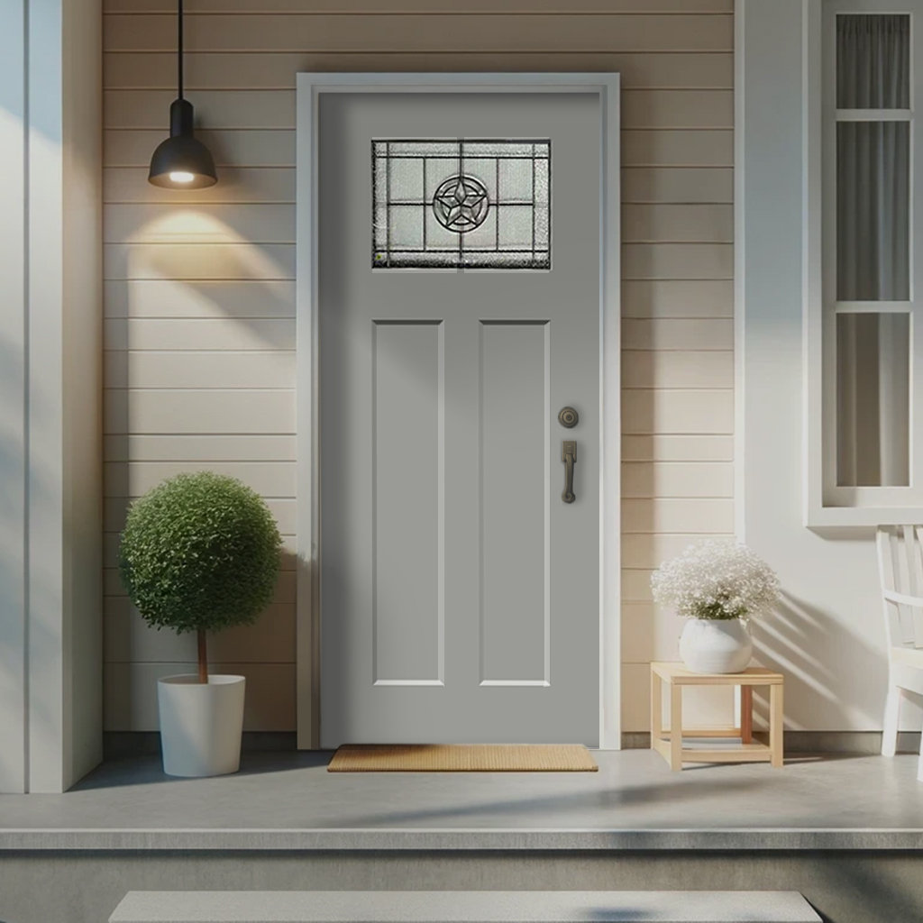 Calhome Reversible Classic Clear Glass Exterior Fiberglass Front Door ...