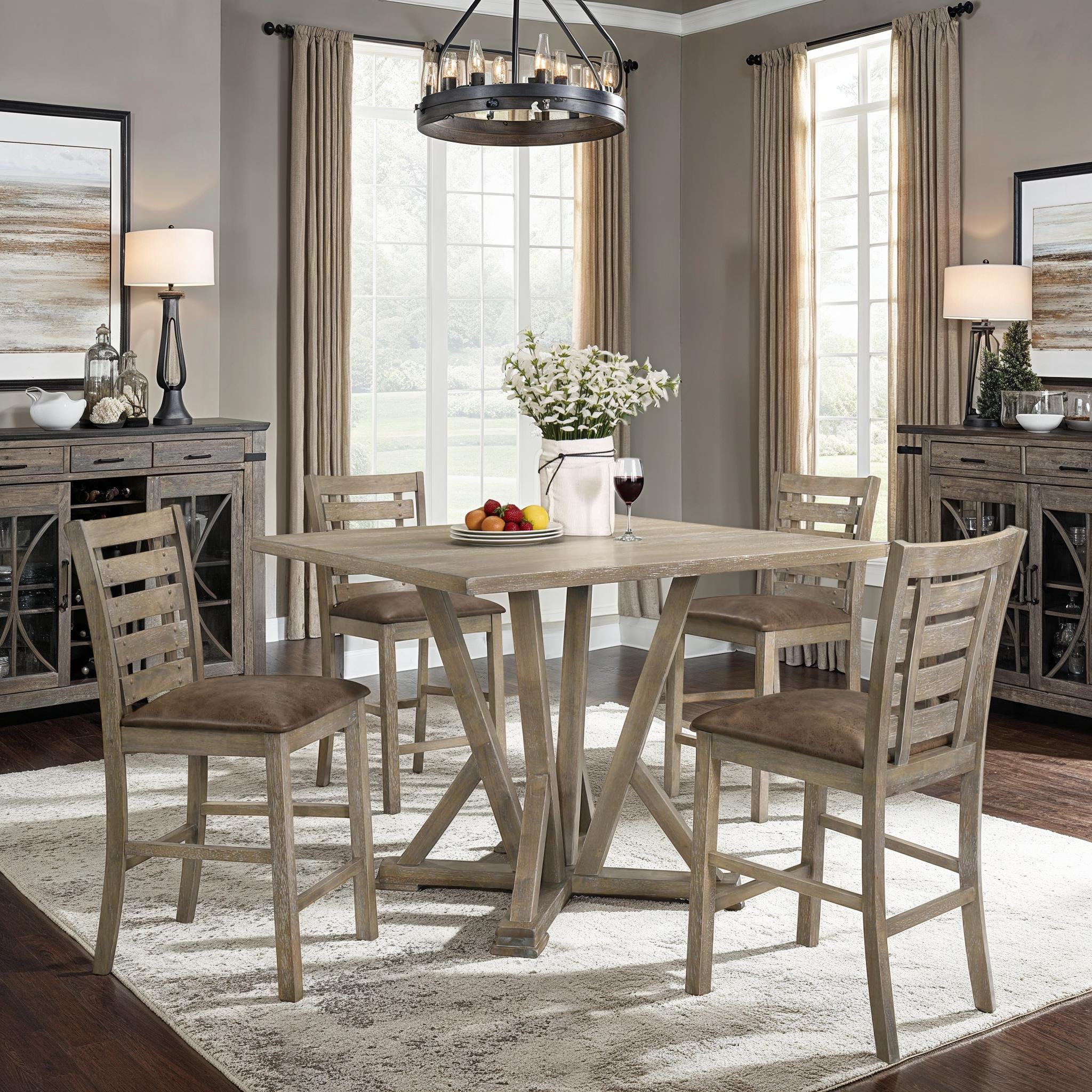 August Grove® 5Pcs Set Counter Table Set Square Counter Table Solid ...