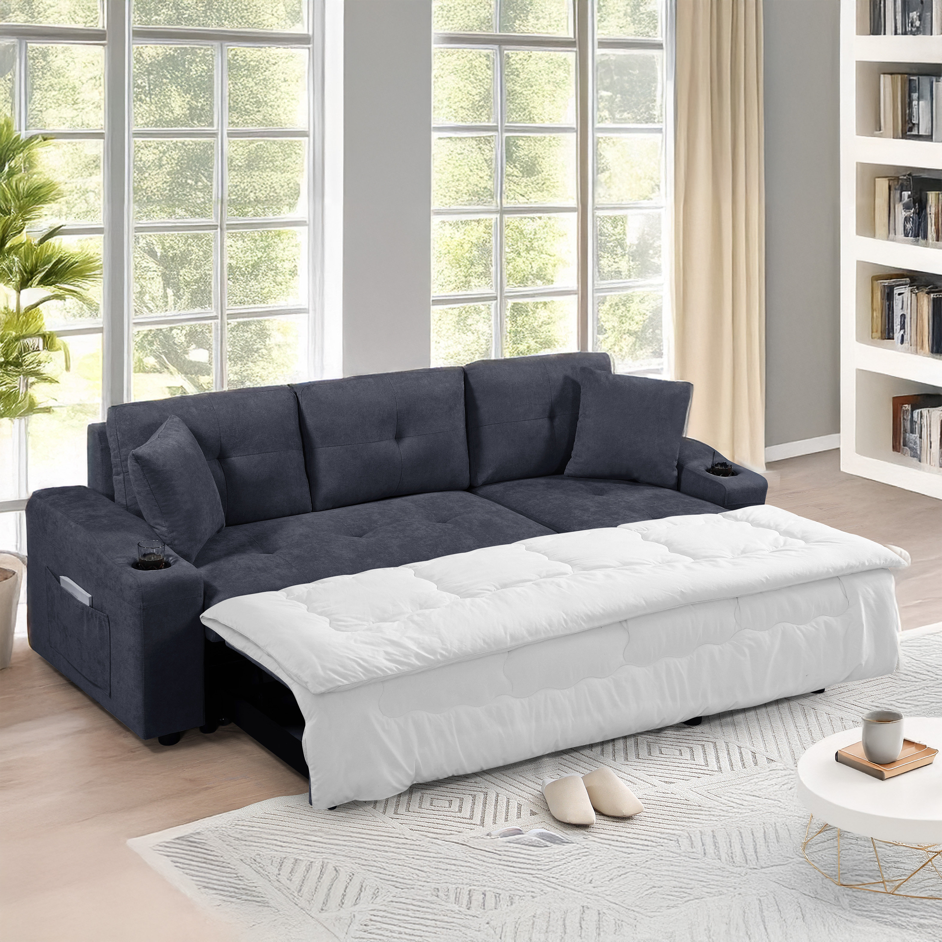 Latitude Run® 92'' Upholstered Sleeper Sofa with Pull-out Sofa Bed and ...