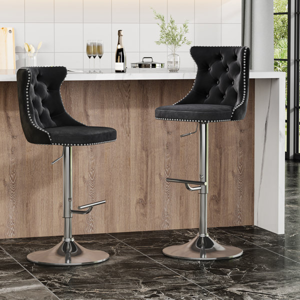 House of Hampton® Jyn Modern Upholstered Swivel Adjustable Height ...