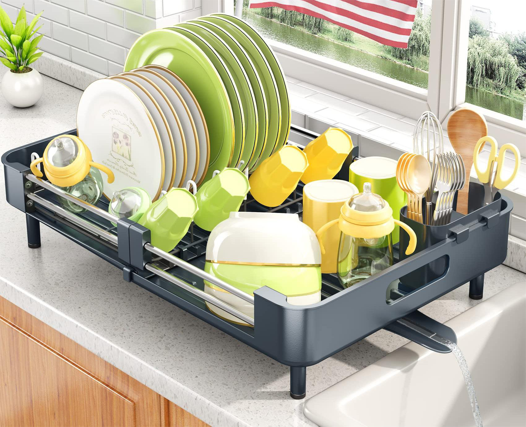 COOREL Adjustable Stainless Steel Dish Rack & Reviews | Wayfair