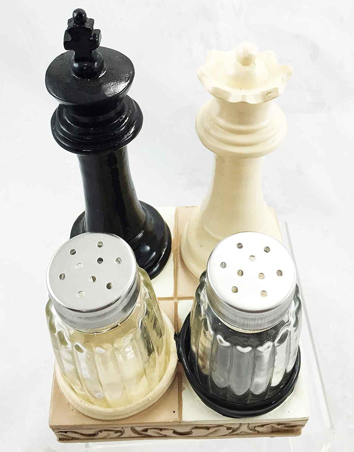 Alcott Hill King & Queen Chess Checkmate Checkered Set Salt Pepper ...