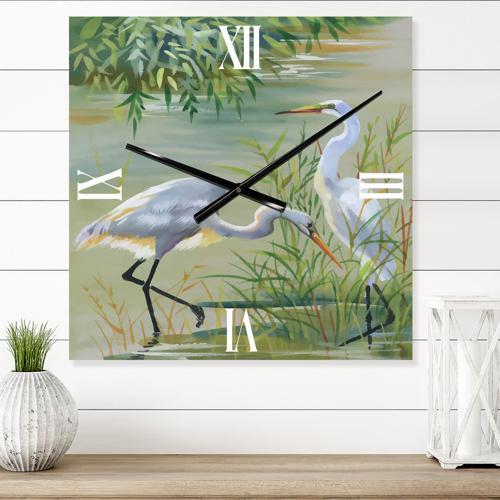 East Urban Home Heron Birds I - Traditional Wall Clock | Wayfair