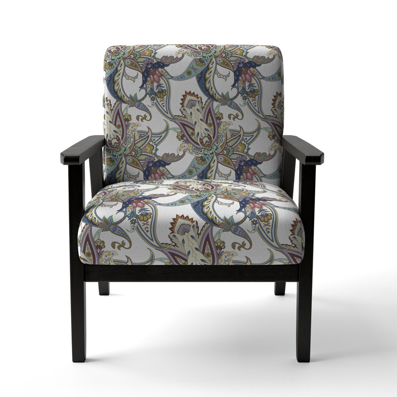 Dakota Fields White Floral Paisley - Upholstered Patterned Accent Arm ...