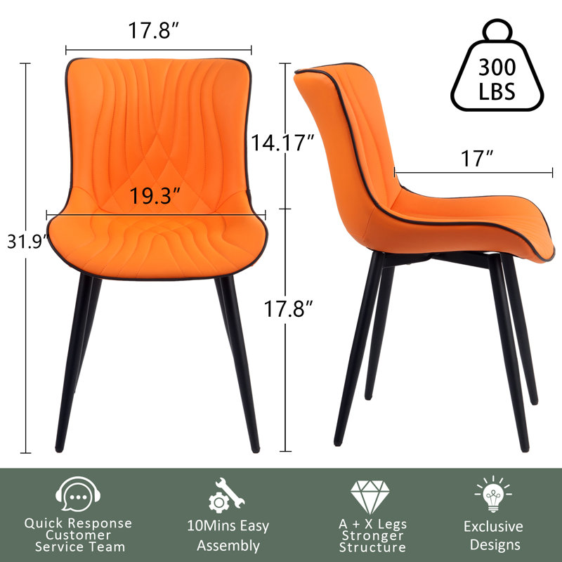 Orren Ellis Faux Leather Upholstered Dining Chairs Modern Wingback Side ...