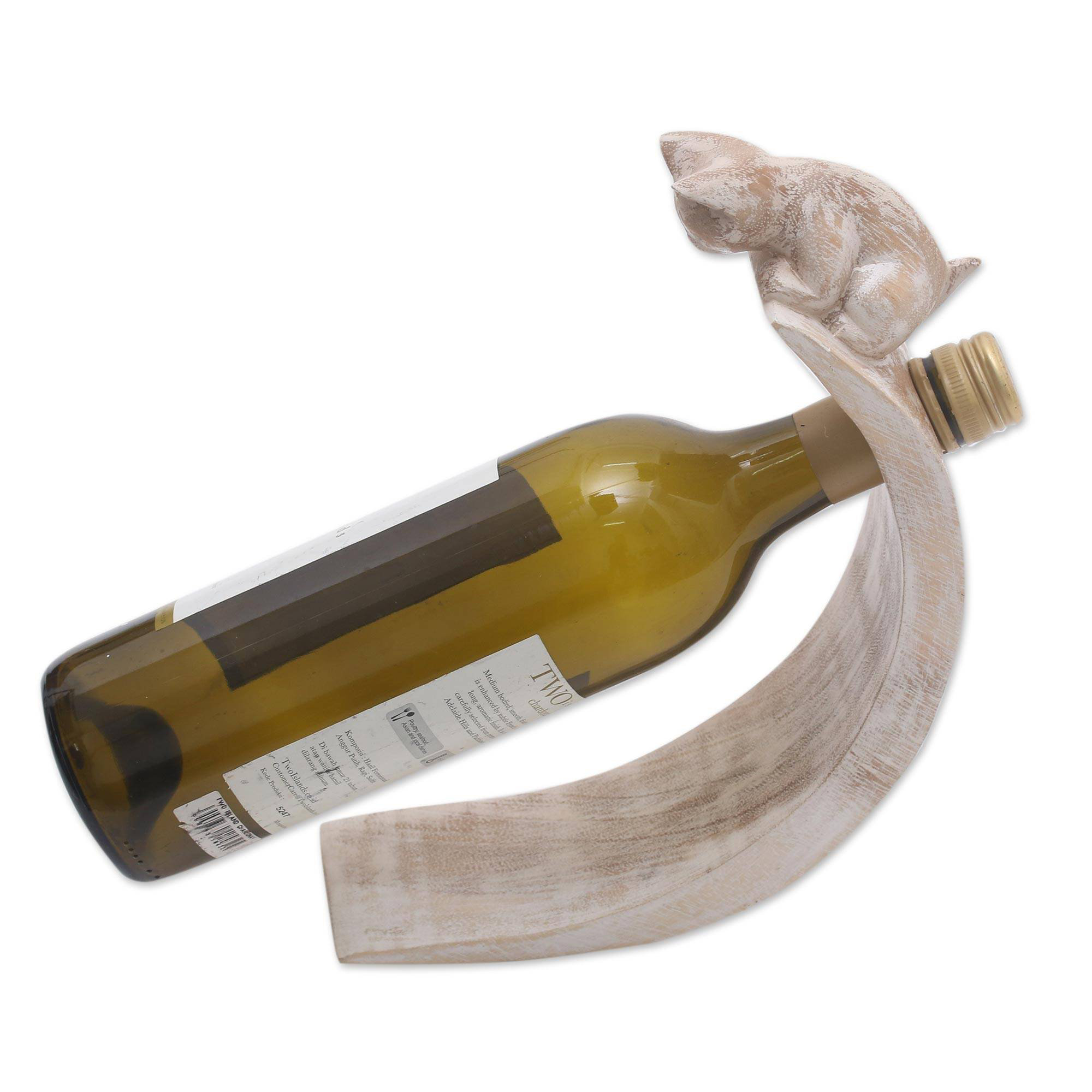 Trinx Joziyah Peeking Kitten Wood Bottle Carrier | Wayfair