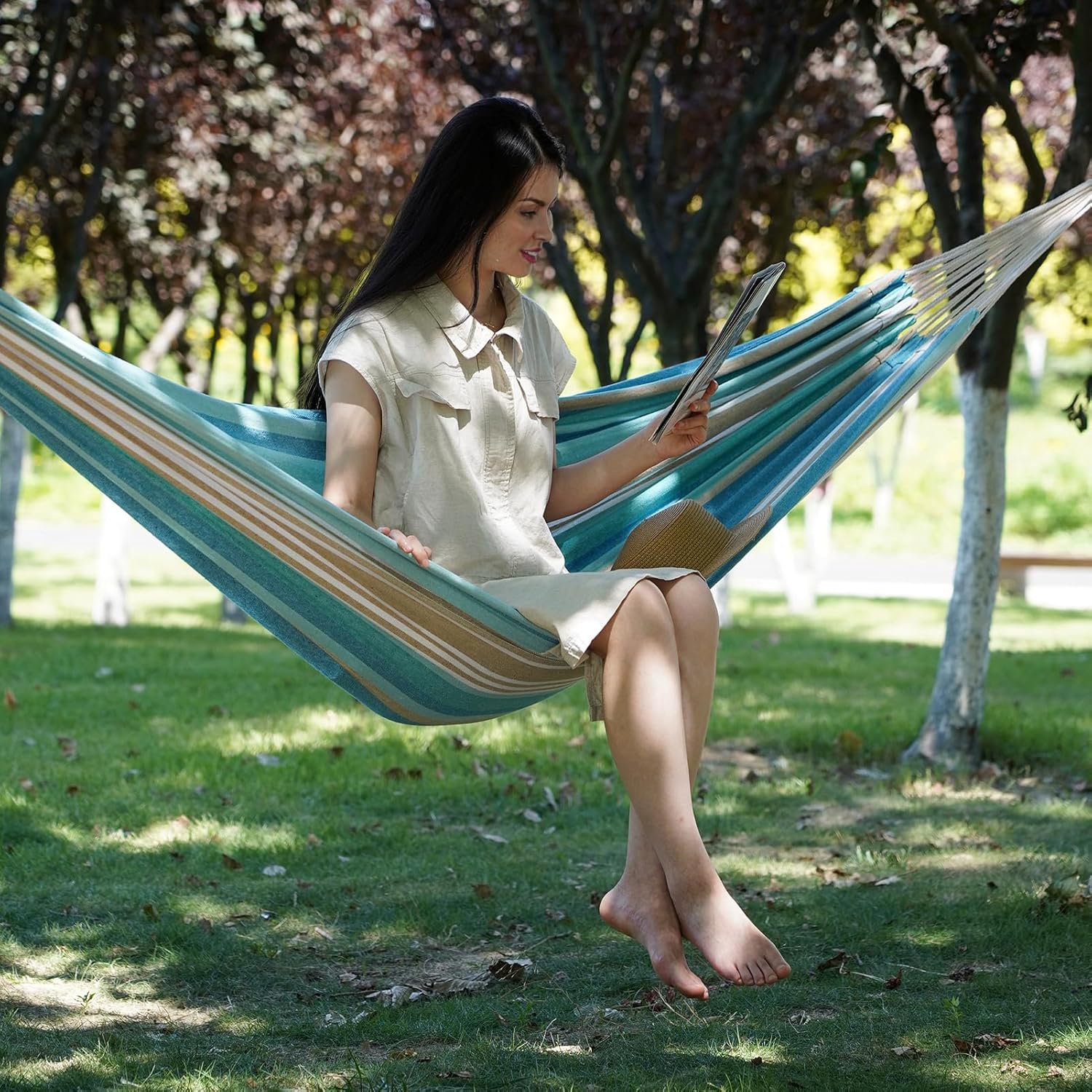 Arlmont & Co. Hammock with Tree Straps - Cotton Hammocks Portable ...
