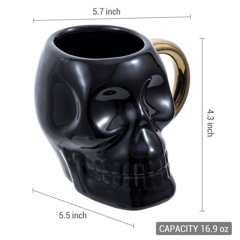 Trinx 2 Piece Goth Skull Ceramic Coffee Mugs | Wayfair