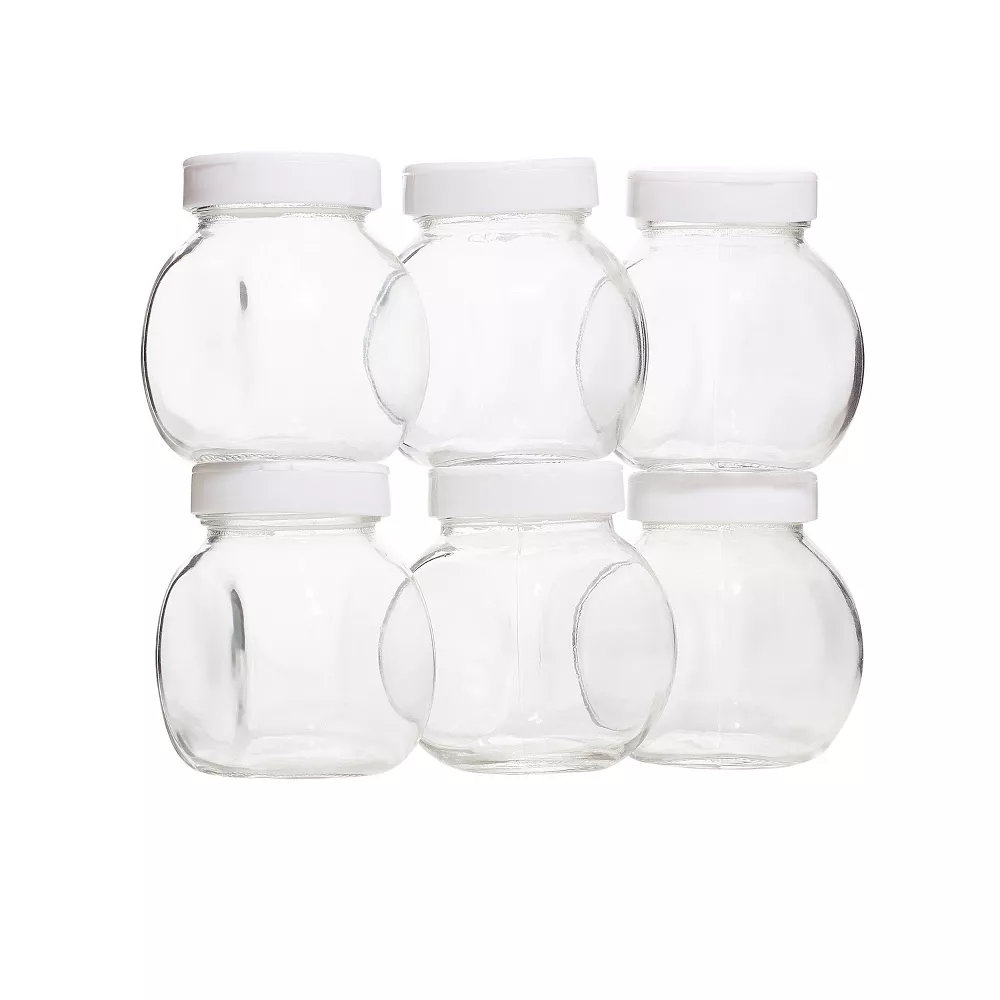 Prep & Savour 6-Piece Glass Spice Jar Set with Sprinkle & Pour Lids ...