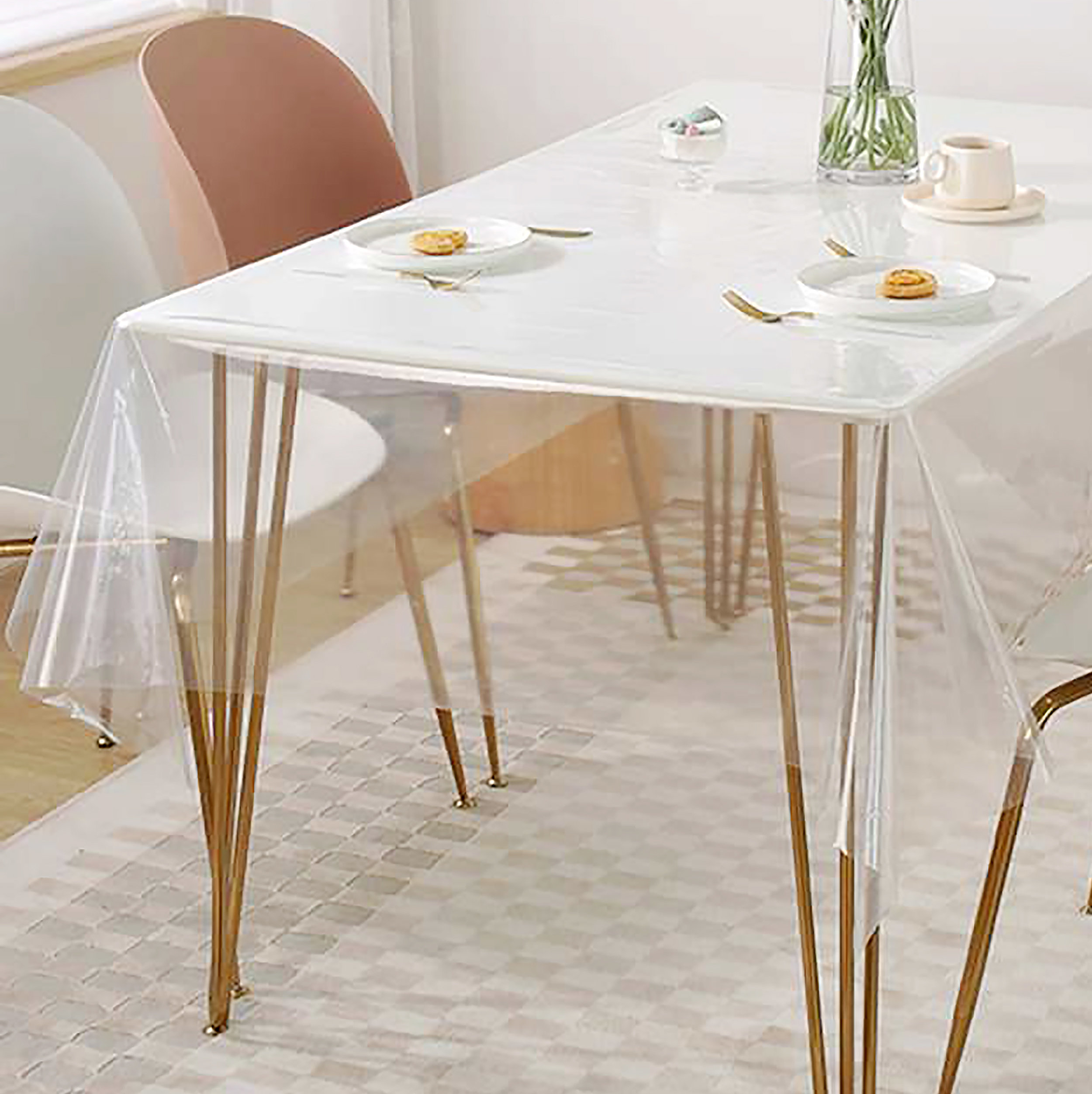 Symple Stuff Clear Plastic Vinyl Pvc Fabric Table Cover Protector ...