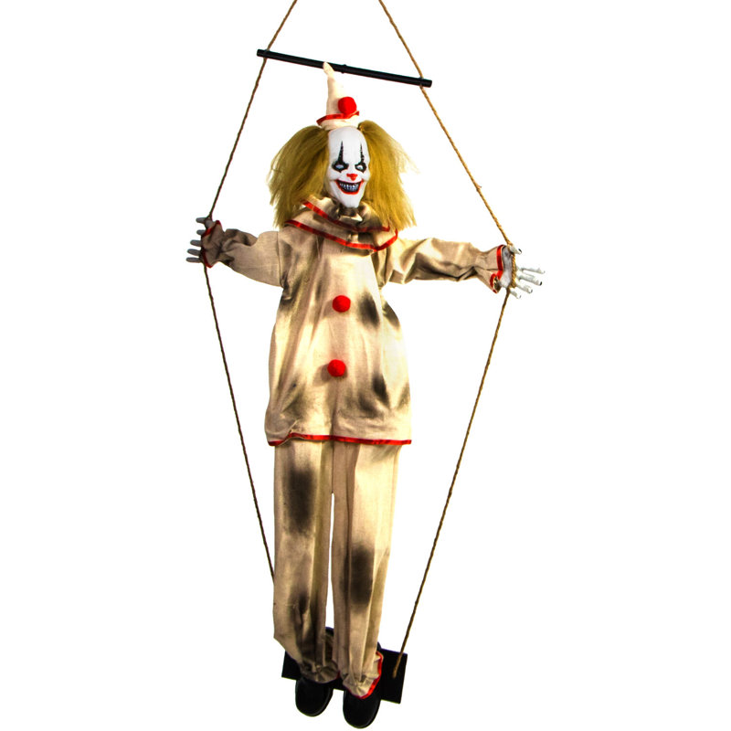 Haunted Hill Farm Scary Swinging Talking Clown Halloween Animatronic ...
