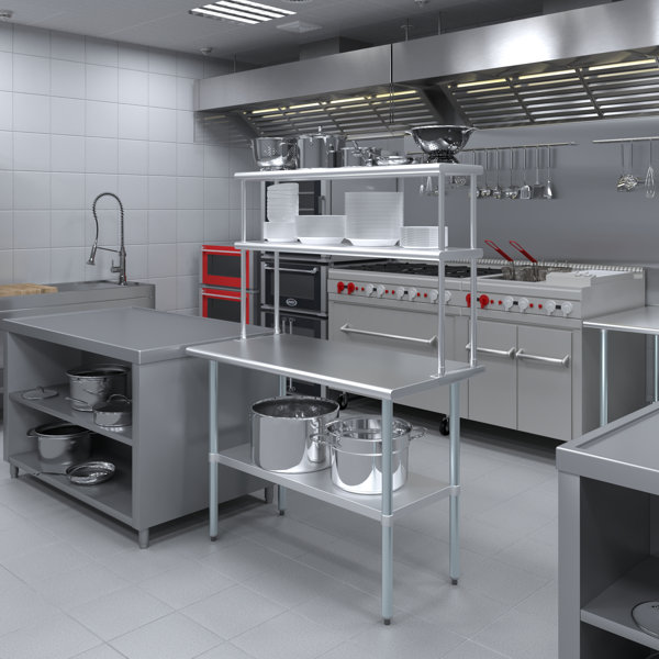 Amgood Stainless Steel Top Workbench With 2 Tier Shelf & Reviews | Wayfair