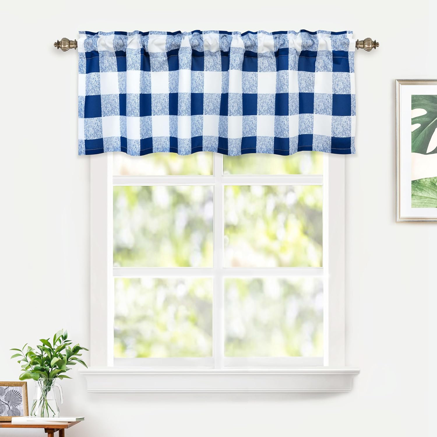 Gracie Oaks Christobal Buffalo Plaid Light Filtering Kitchen Valance ...
