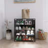 Latitude Run® 4 Layers Black Shoe Cabinet With Glass Door And Glass ...