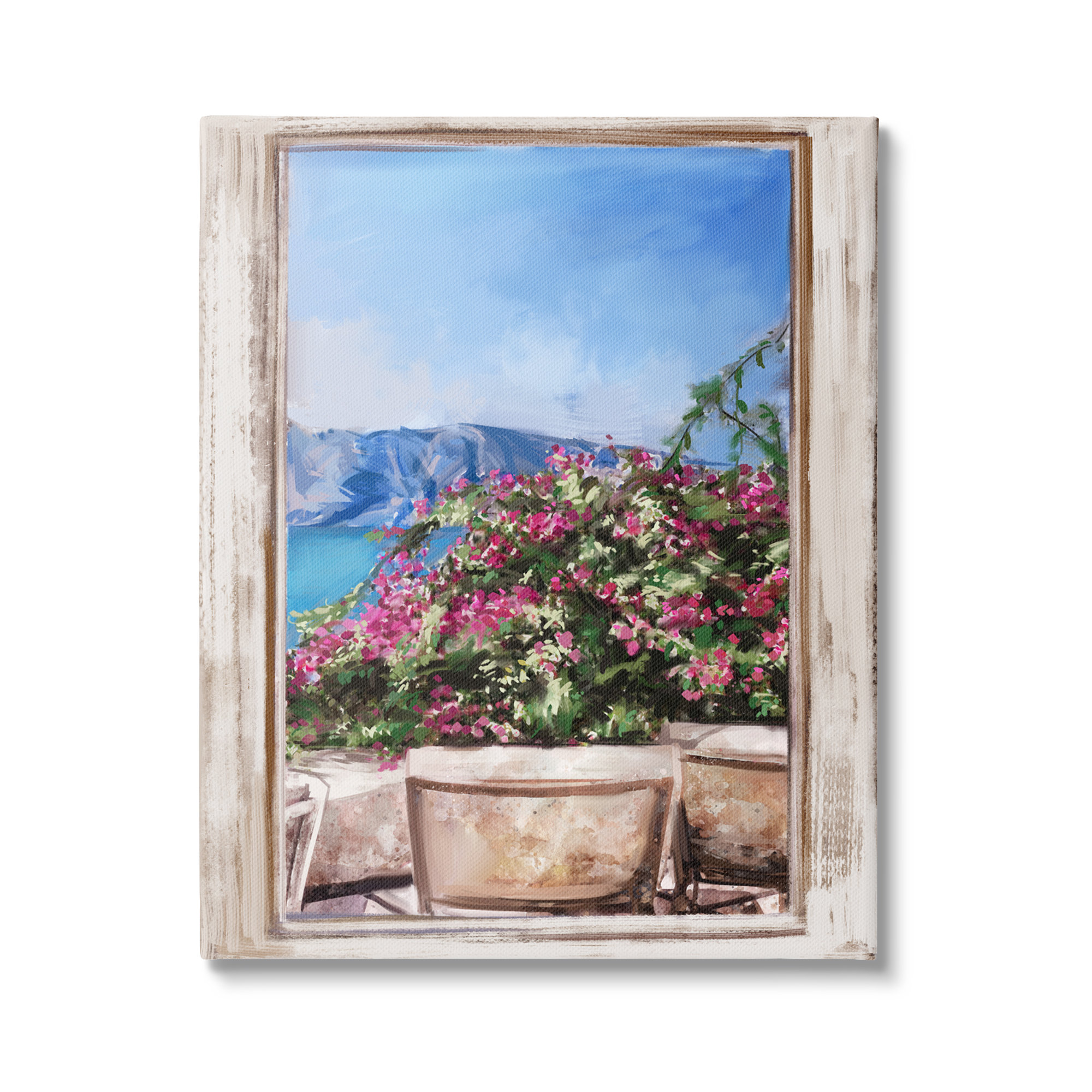 Stupell Industries Through Window View Seaside Flower Garden Scene by ...