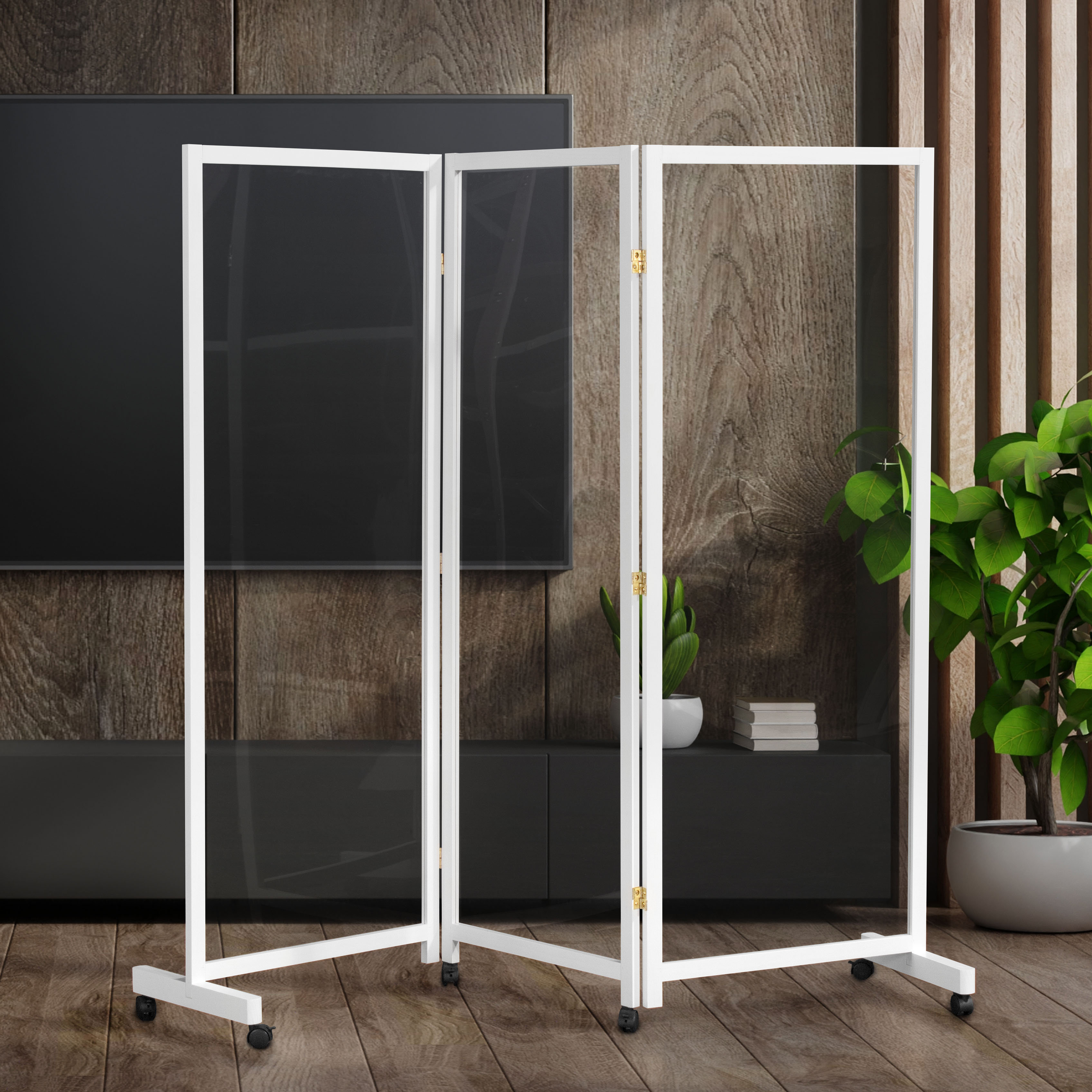 Wade Logan® Alayzhia 69" Tall Clear Plastic Partition on Wheels | Wayfair
