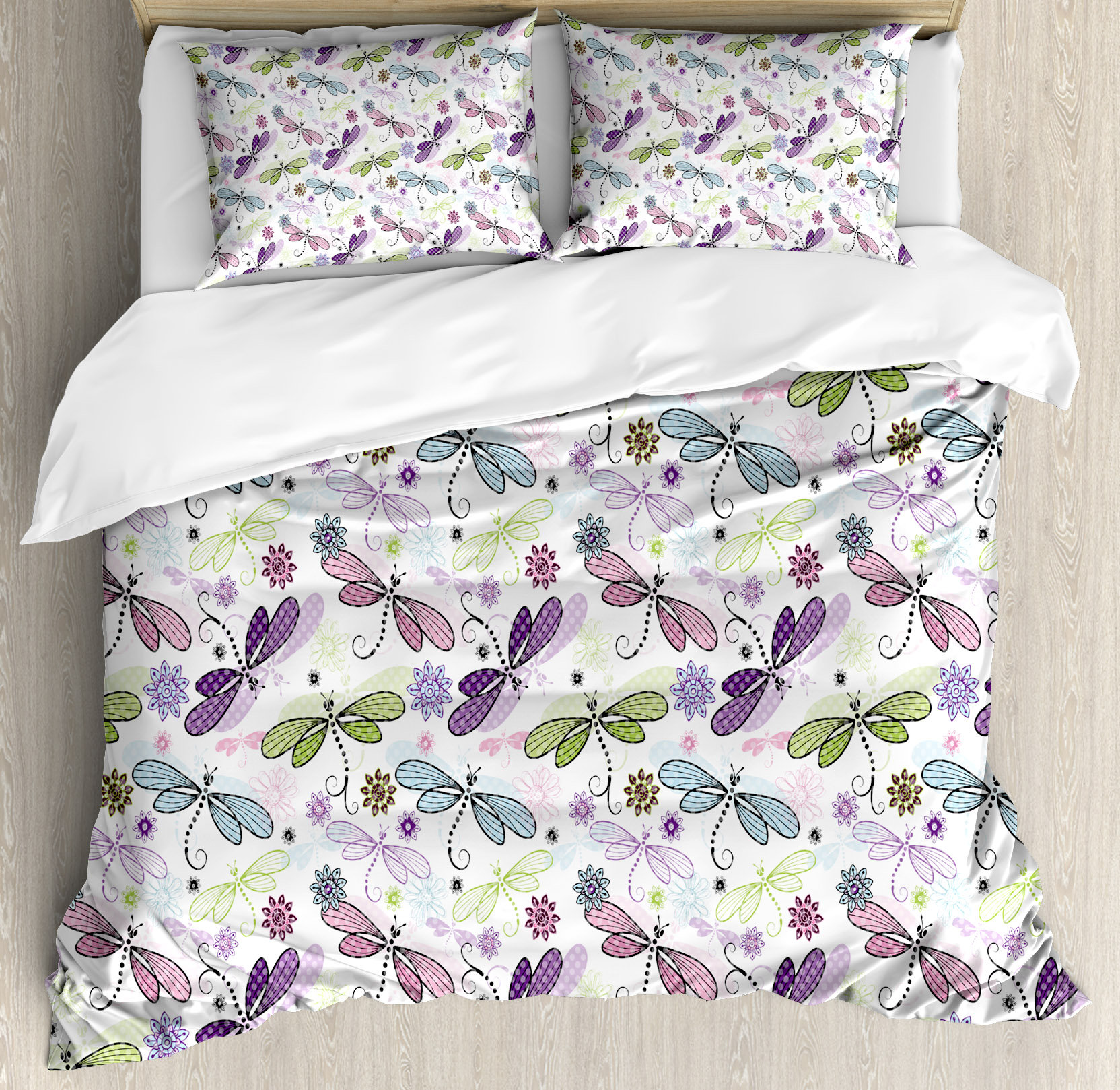 Ambesonne Dragonfly Abstract Bugs with Indian Hippie Style Sketchy ...