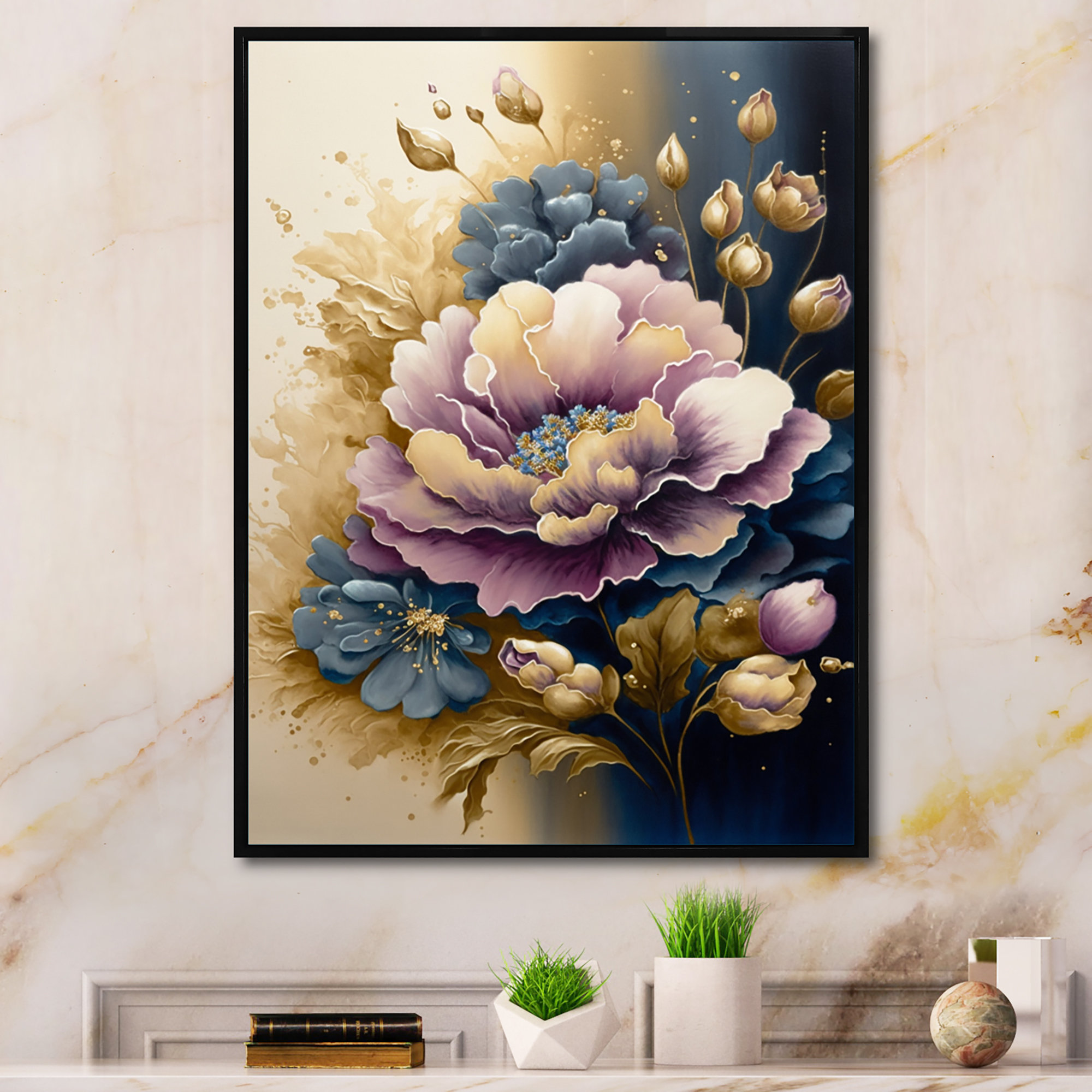 DesignArt " Purple And Blue Watercolor Flowers I " | Wayfair