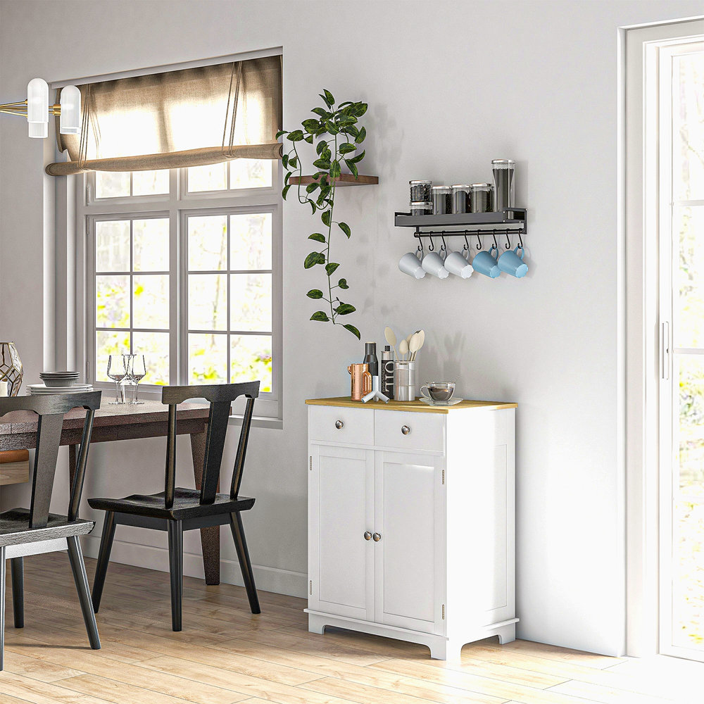 Winston Porter Sideboard With Solid Wood Countertop, Modern Kitchen ...