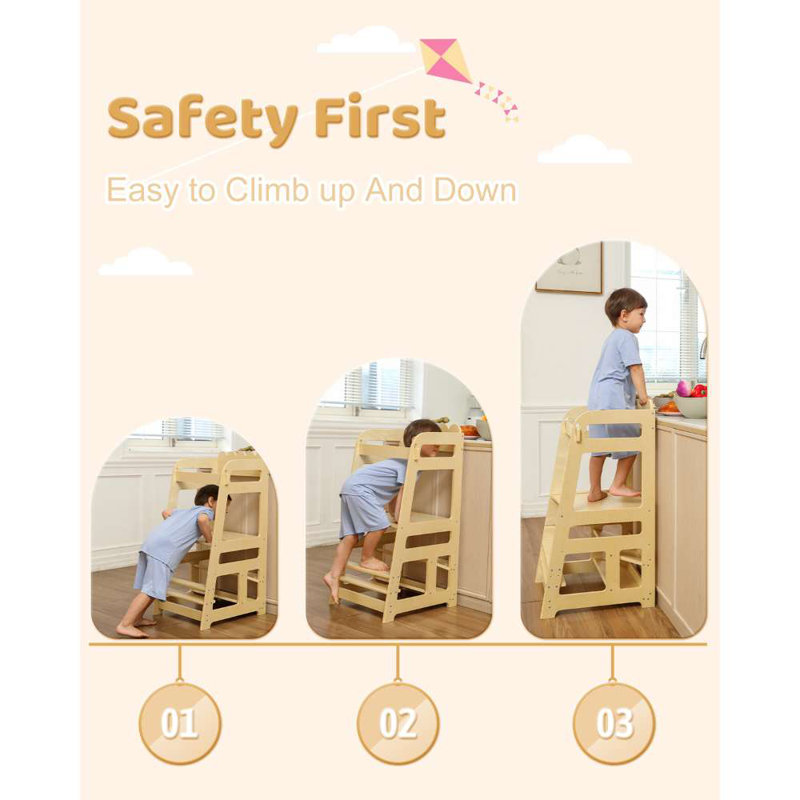 Harriet Bee Jaqual 2 - Step Stools for Kids, Adjustable Height Toddler ...