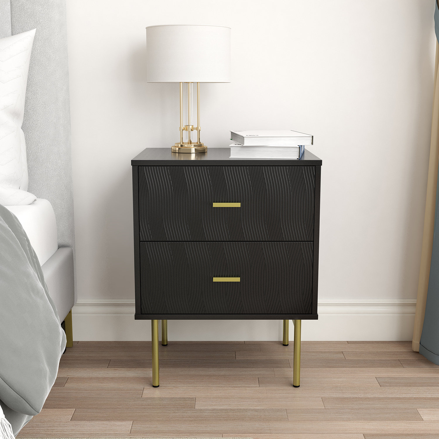 The Twillery Co. Kajana 2 Drawer Glam Nightstand & Reviews | Wayfair