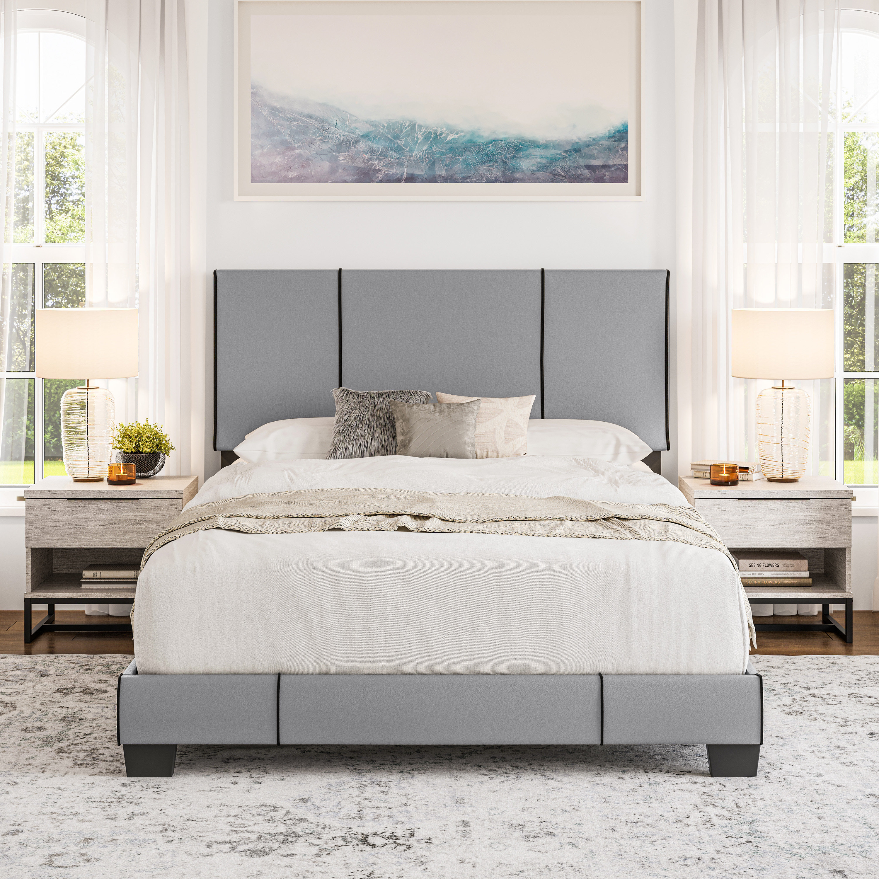 Boyd Sleep Lucena Upholstered Platform Bed Frame with Adjustable ...