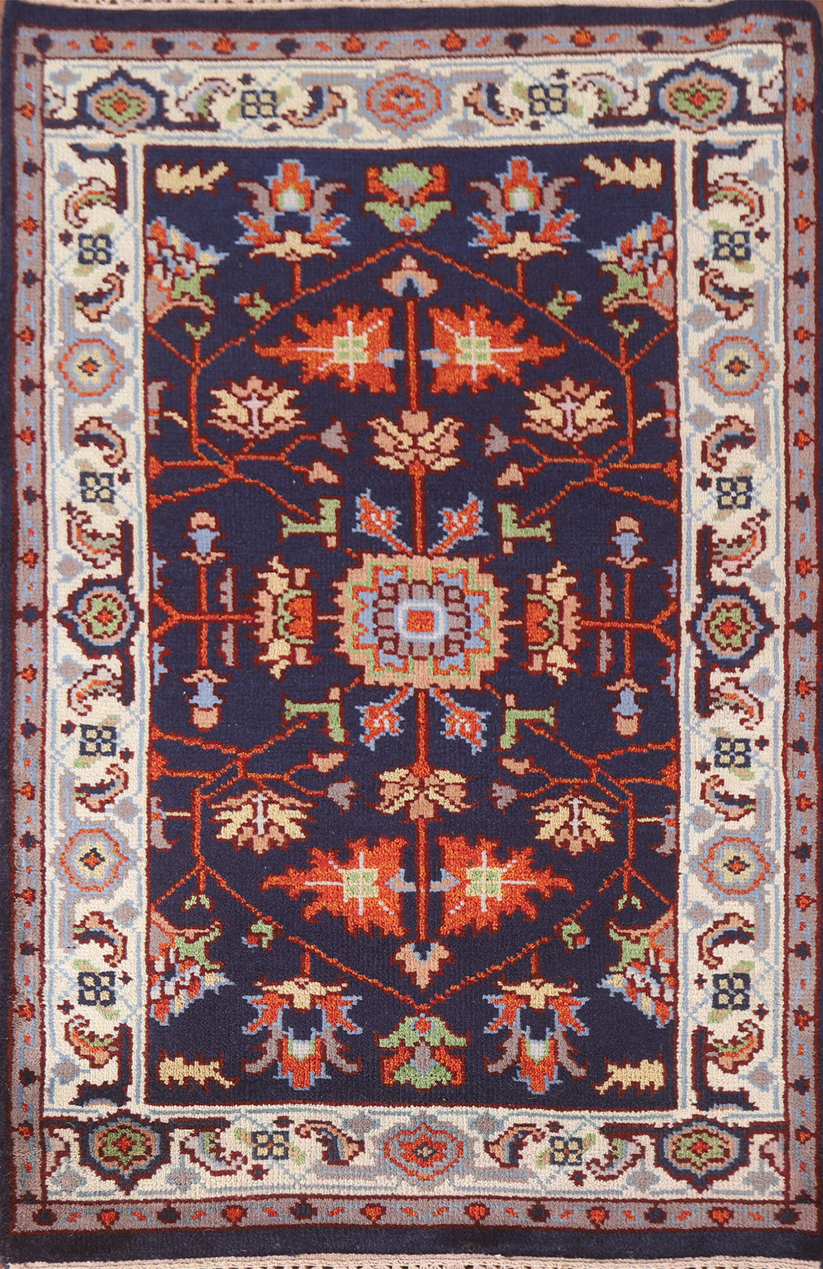 Bloomsbury Market Navy Blue Traditional Indian Wool Rug 3x5 - Wayfair ...