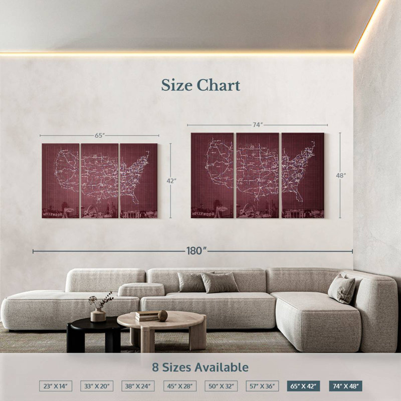 Elephant Stock Maroon Highways USA Map | Wayfair