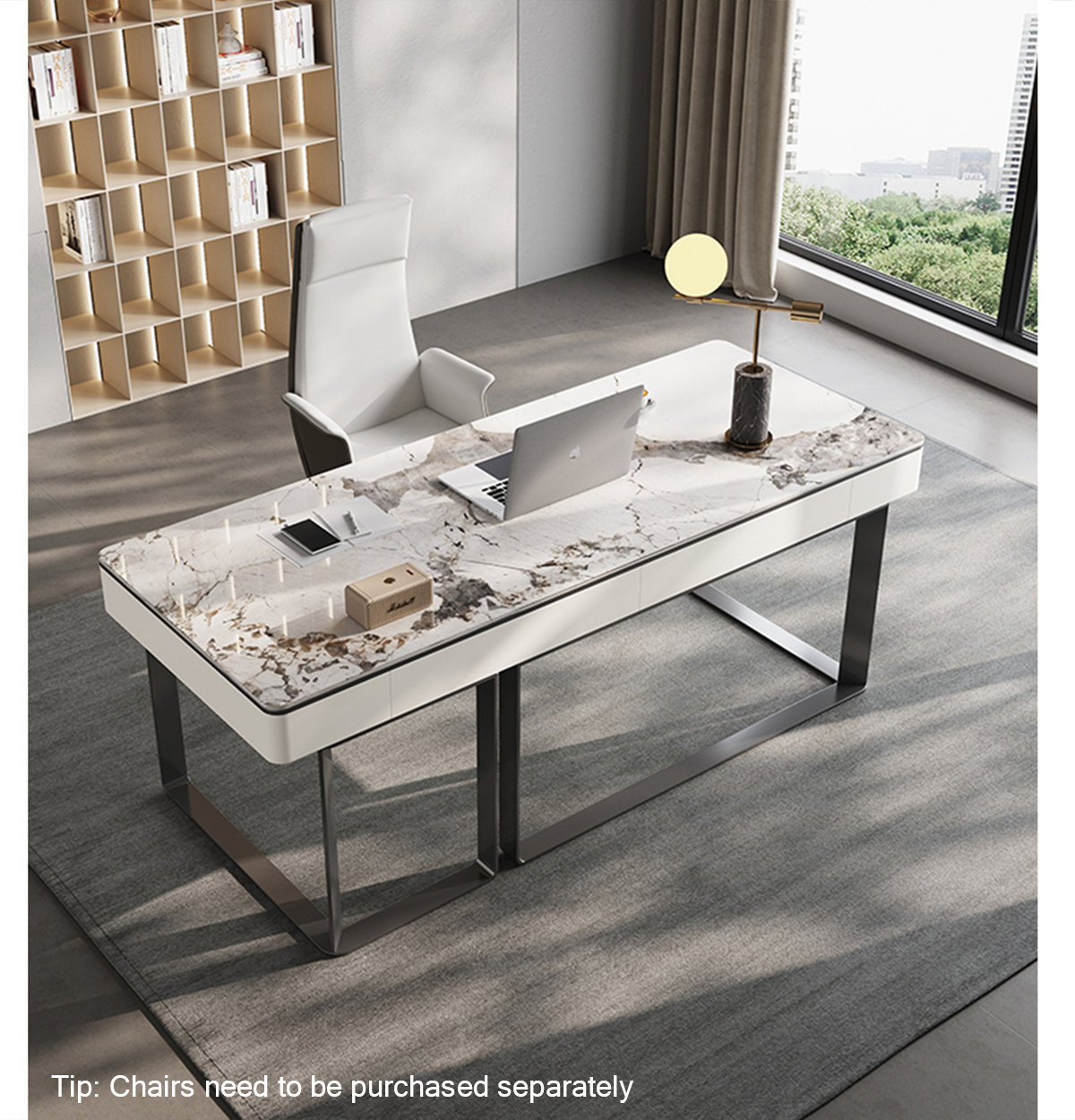 Stella Trek Modern Minimalist Sintered Stone Office Desk | Wayfair