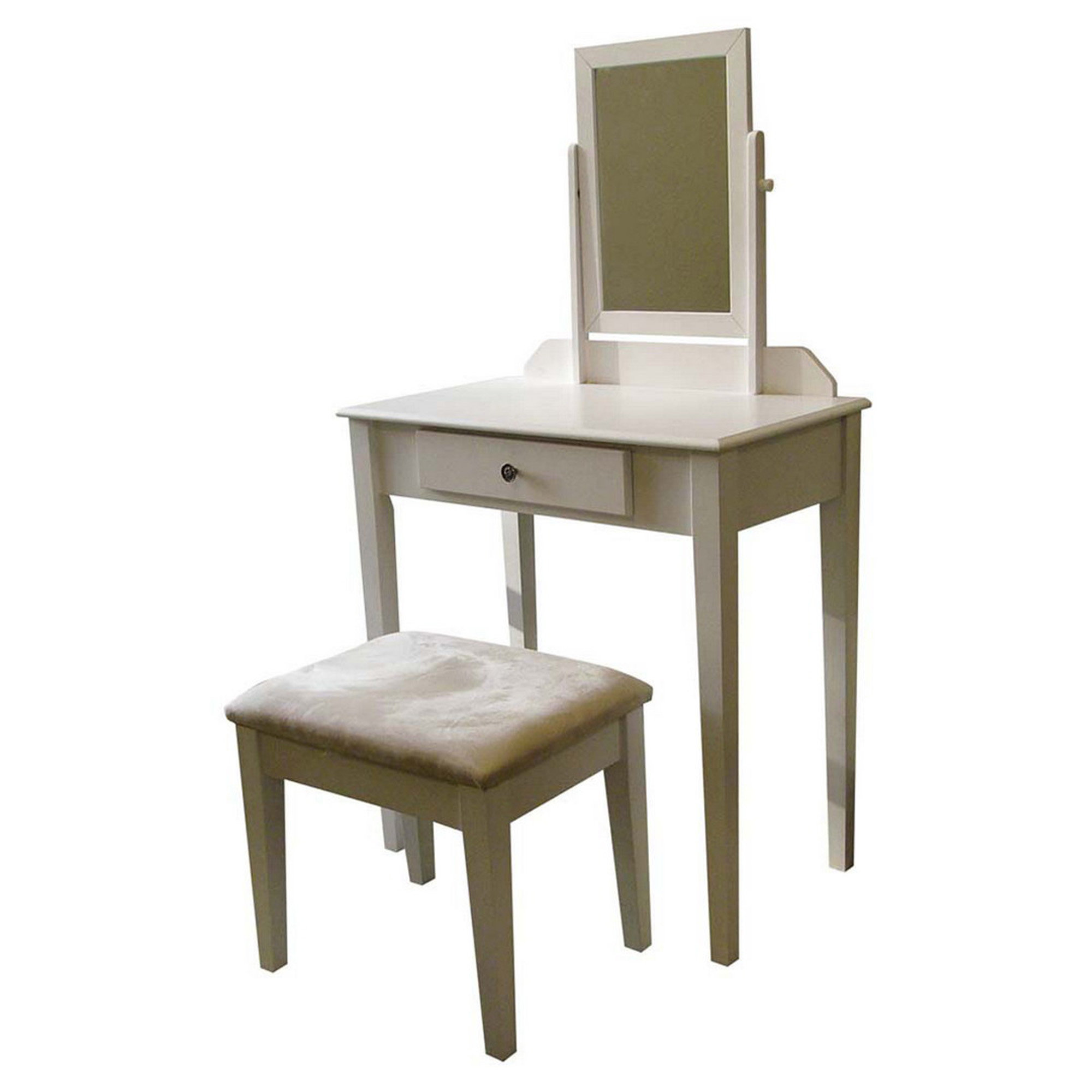 House of Hampton® 50.5" Tall Wooden 3-Piece Make-Up Vanity Set, Bronze ...