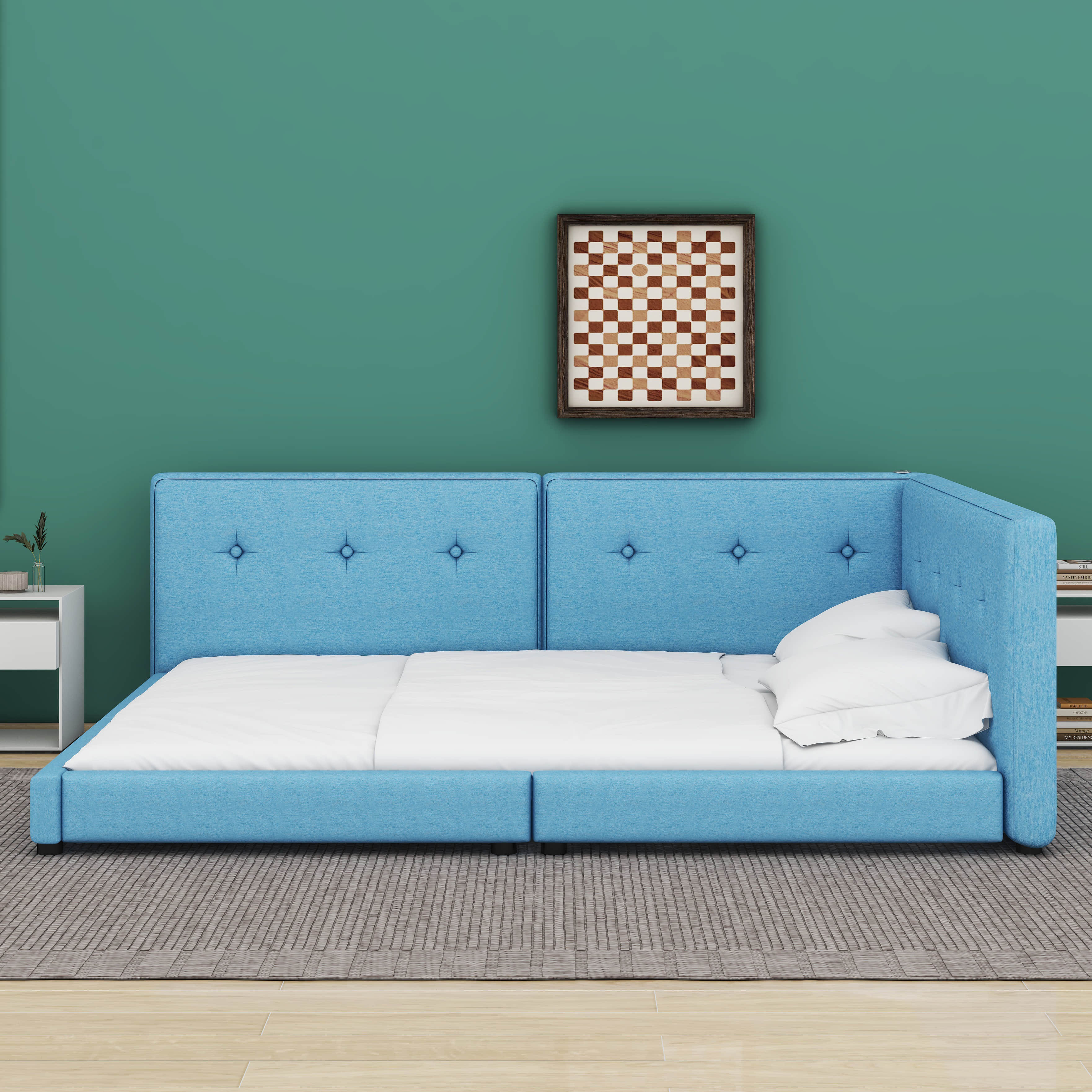 Red Barrel Studio® Dijone Upholstered Queen Size Tufted Platform Bed ...