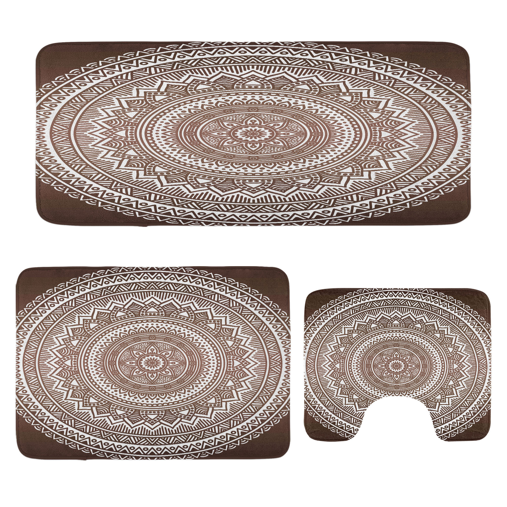 East Urban Home Ethnic Bathroom Rug Set 3 Pieces U-Shape & Rectangle ...