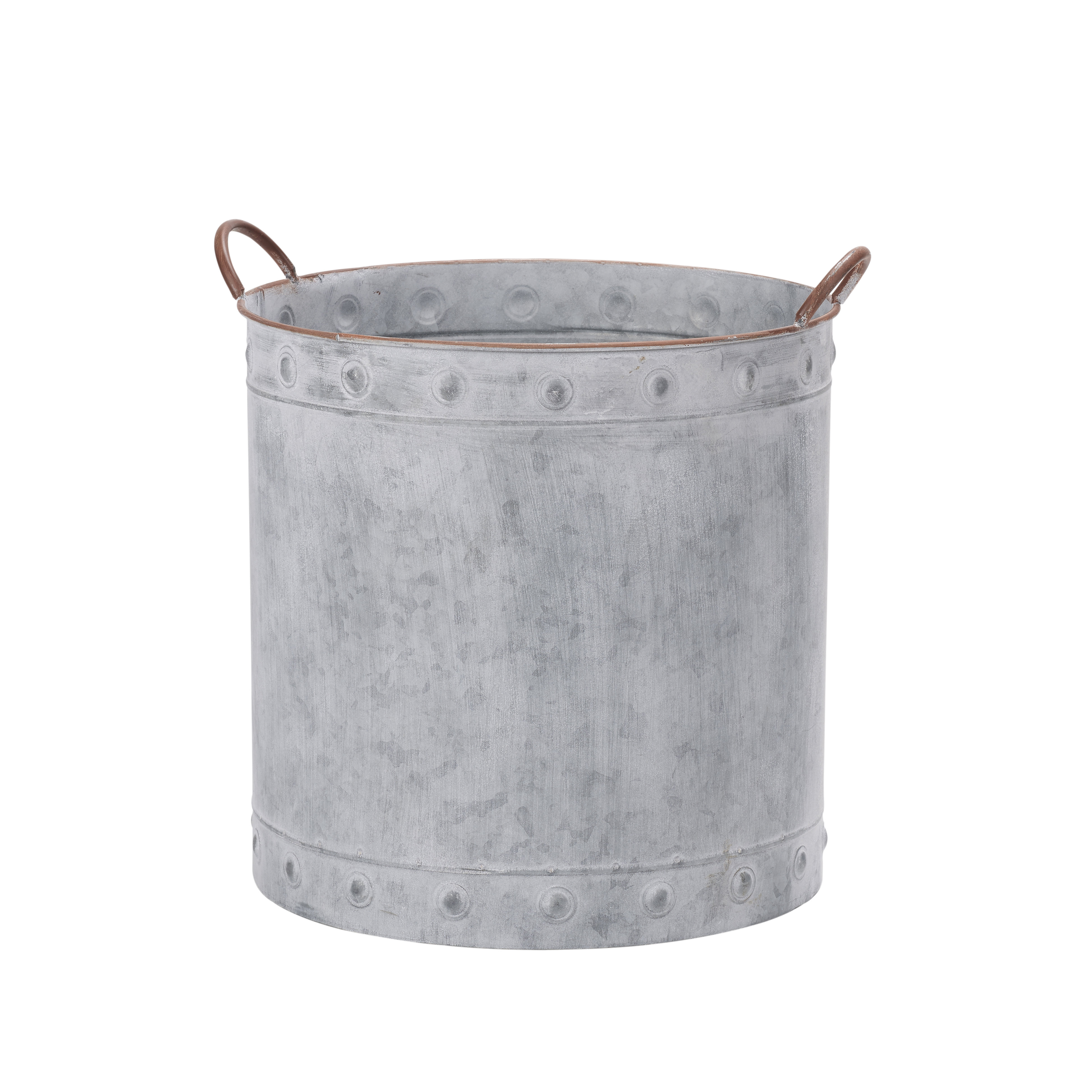 Gracie Oaks Jenielle Round Metal Pot Planter | Wayfair