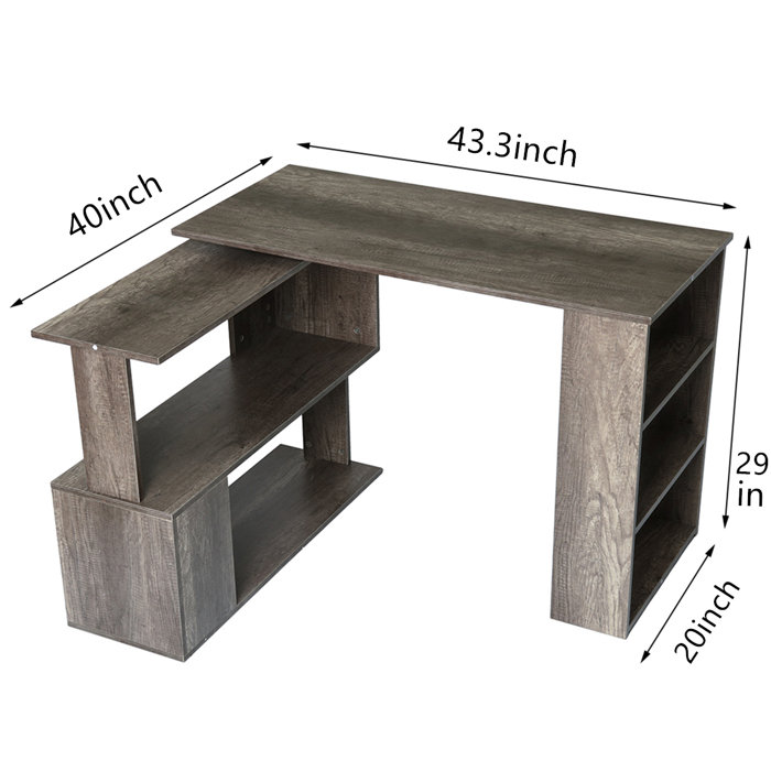 Latitude Run® 360 Degrees Rotating Computer Desk Office Desks L-Shaped ...