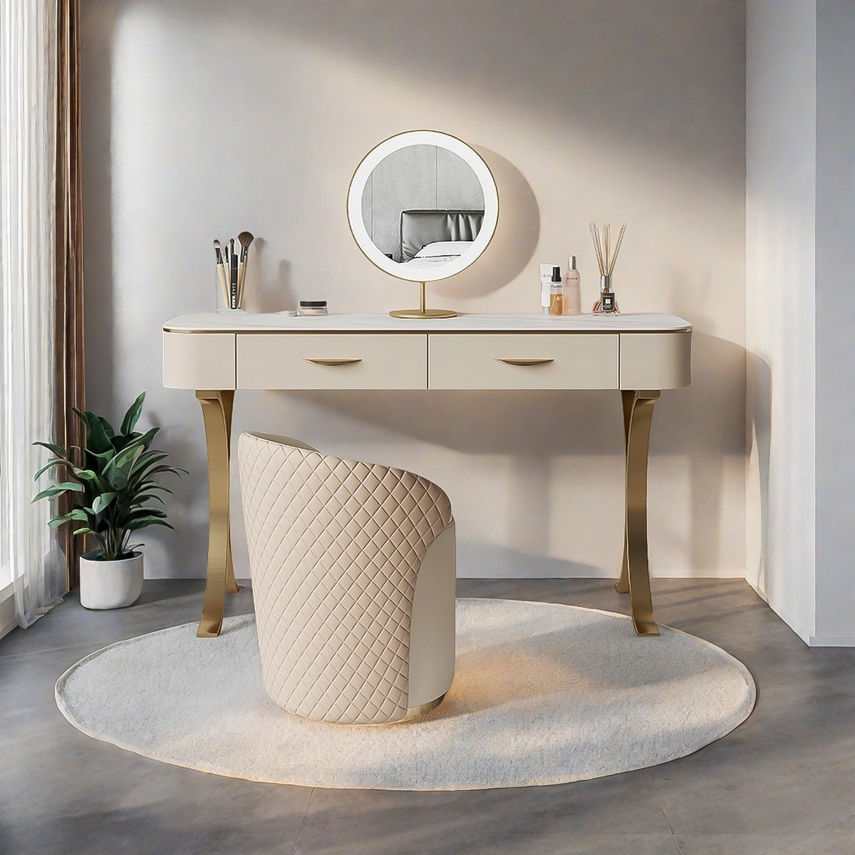 Everly Quinn 43.31"Luxury Cream-Style Solid Wood Vanity Set | Wayfair