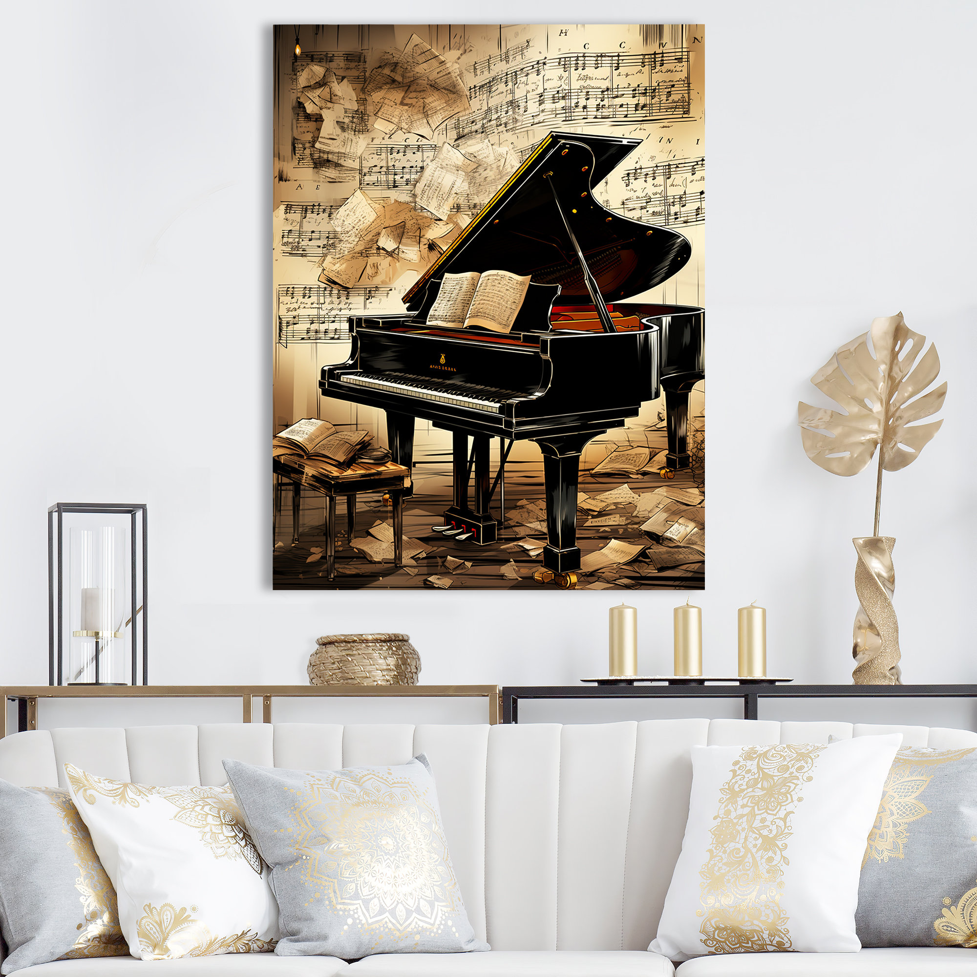 Lark Manor™ Classical Black Piano Sonata I - Piano Wall Art - Wayfair ...