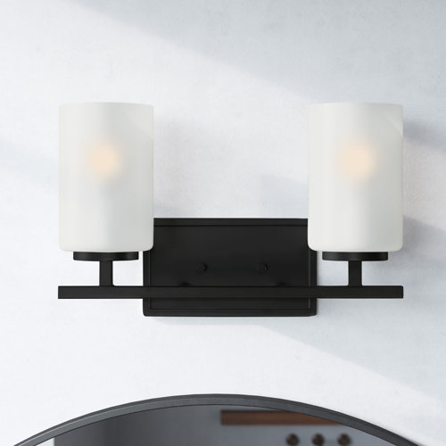 2 Light Matte Black Bathroom Vanity Lighting You'll Love | Wayfair