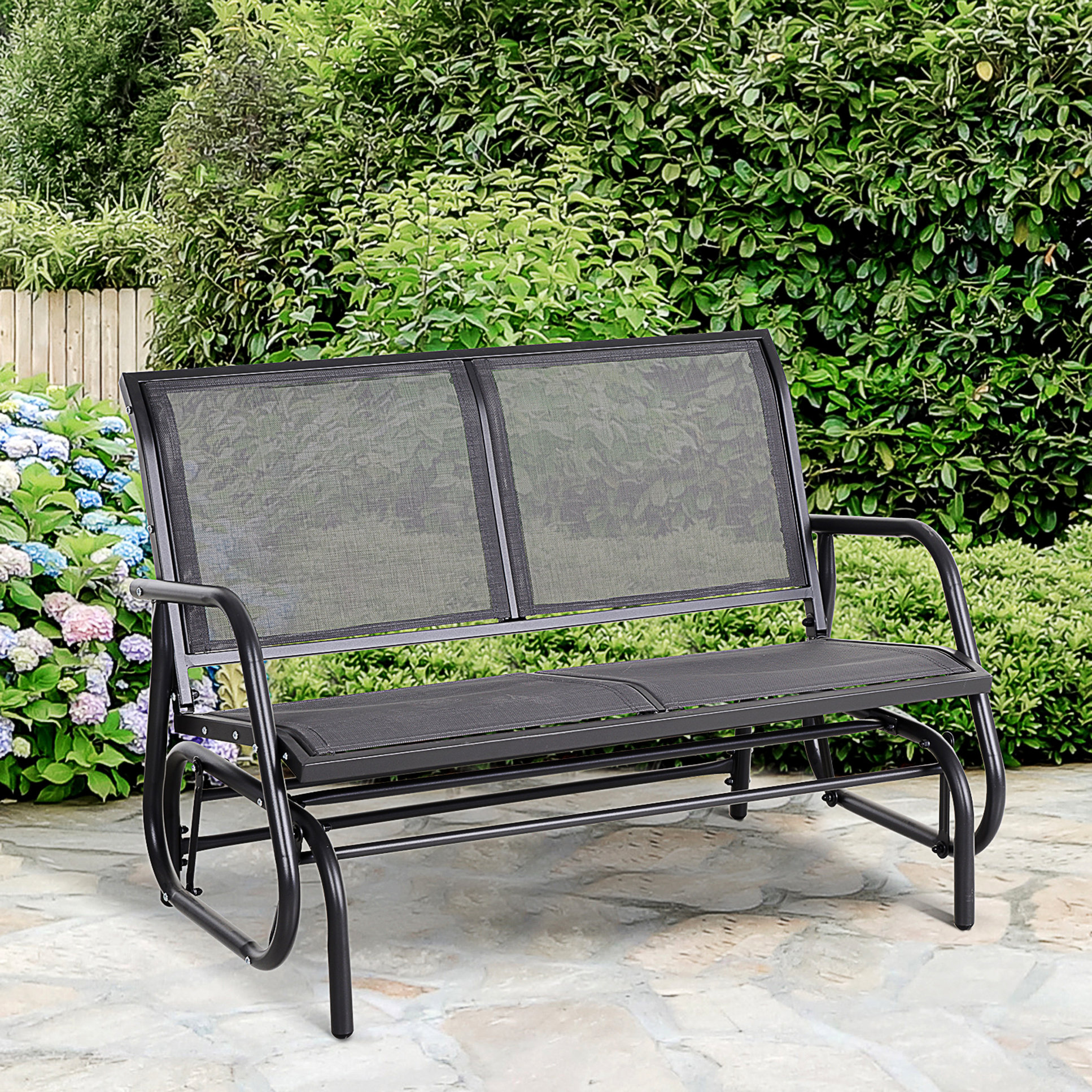 George Oliver Patio Glider Bench , 2 Outdoor Double Swing Rocking Chair ...