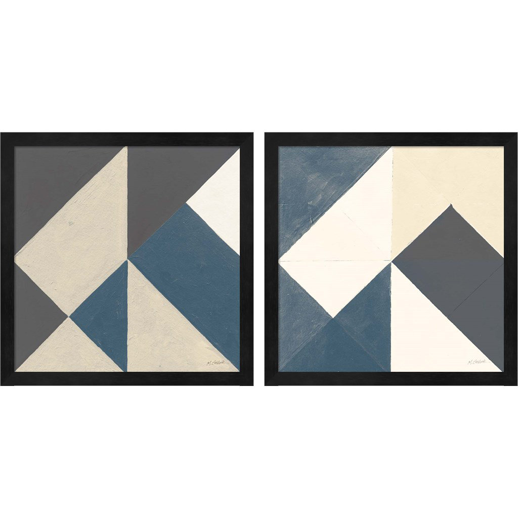 Ivy Bronx Triangles Teal by Mike Schick - 2 Piece Picture Frame Graphic ...