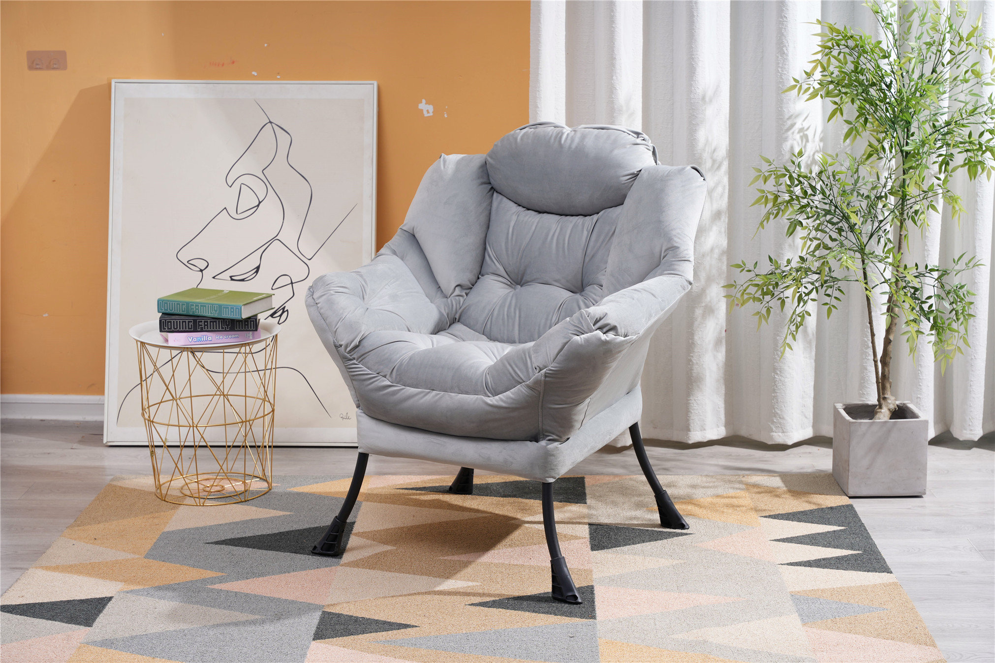 Winston Porter Living Room Chairs Modern Cotton Fabric Lazy Chair ...